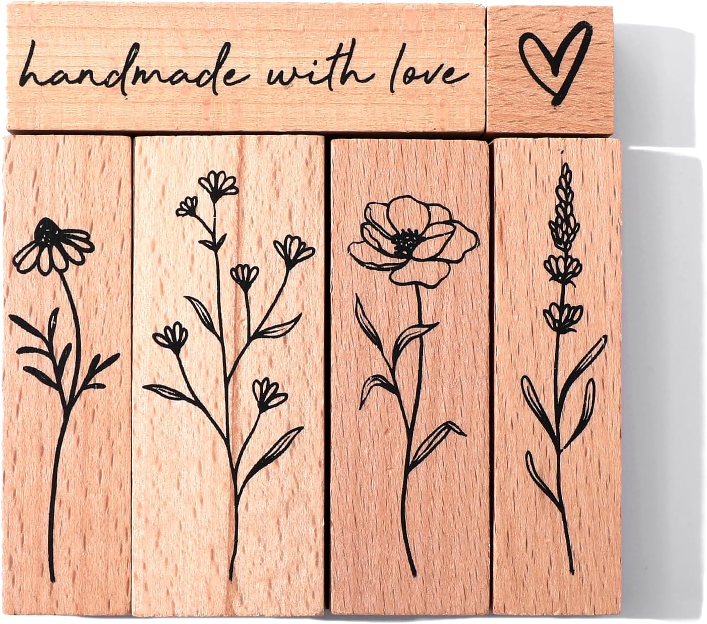 Amazon.com: Mabor 6Pcs Vintage Wood Rubber Stamps for Crafting, Plant ...
