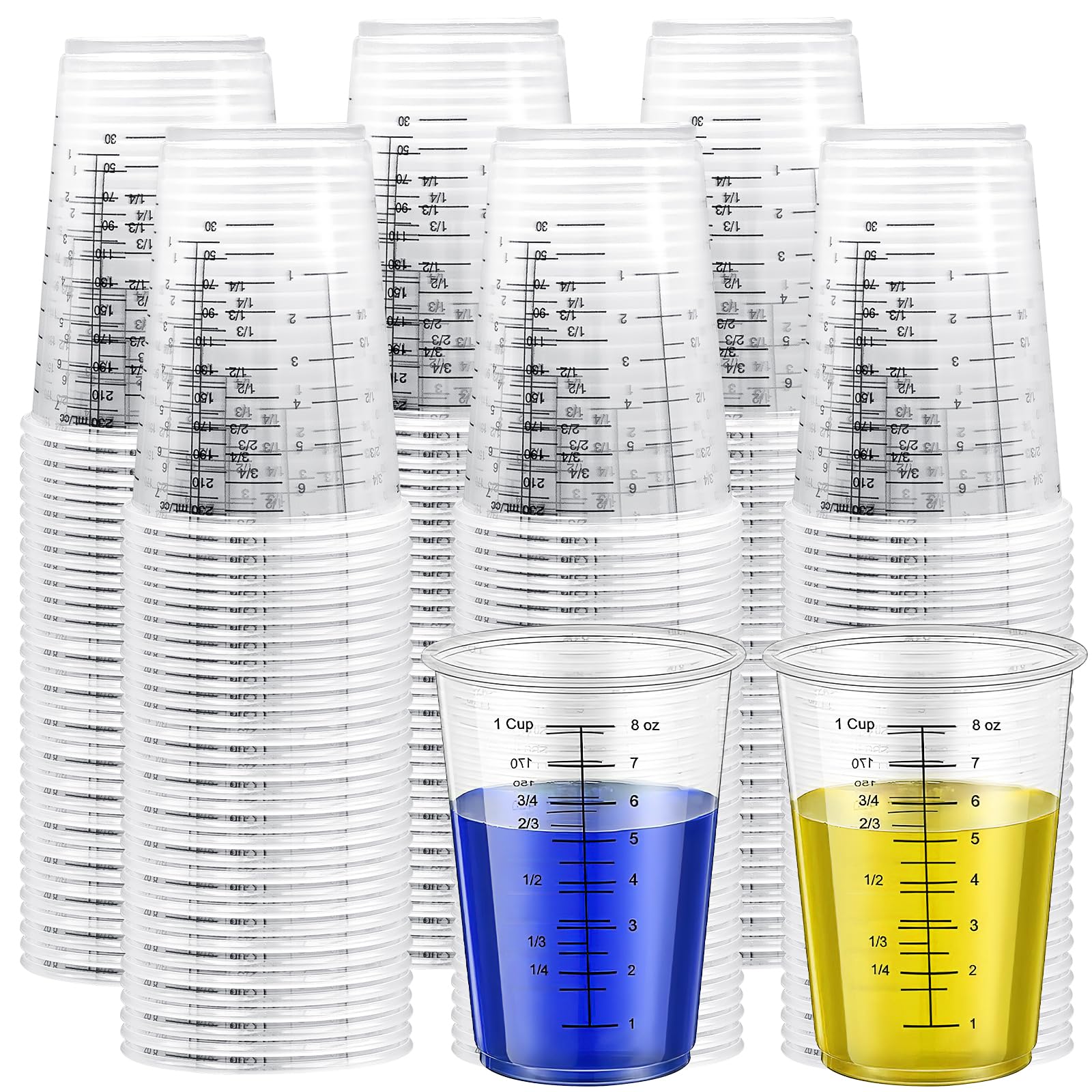 200Pcs Clear Plastic Measuring Cup, 8oz Disposable Measuring Cups ...