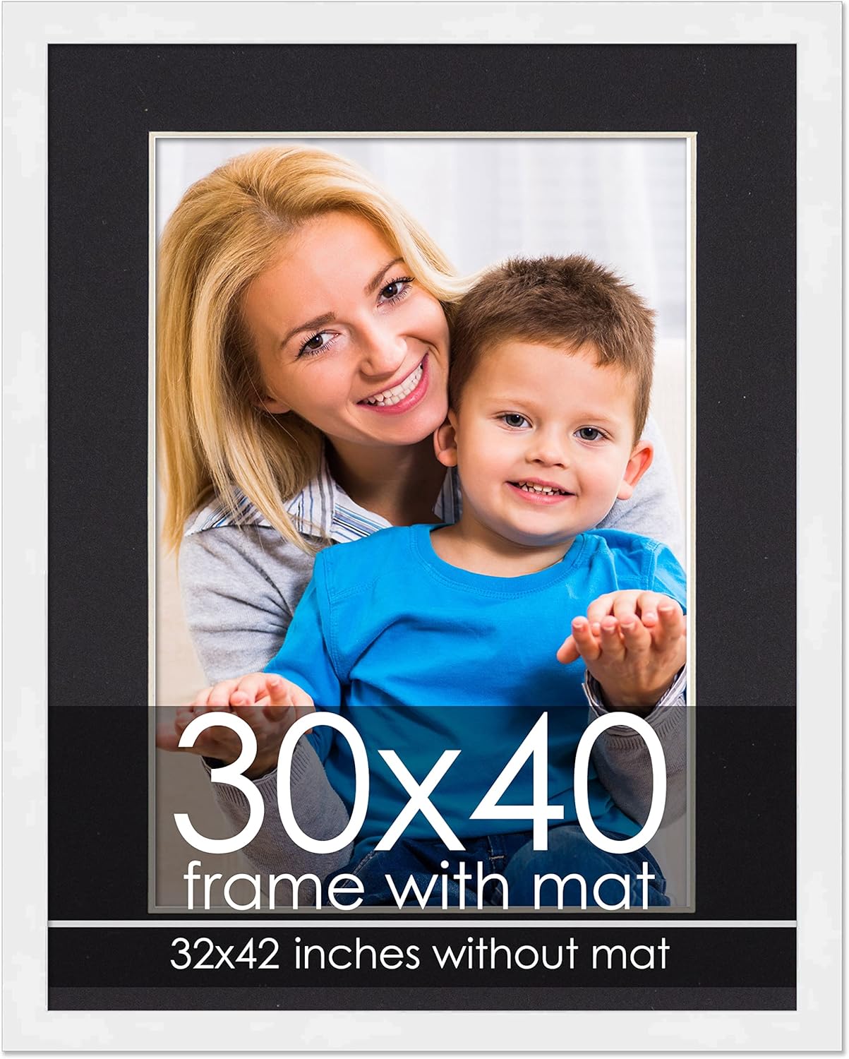 Amazon.com - 30x40 Frame with Mat - White 32x42 Frame Wood Made to ...
