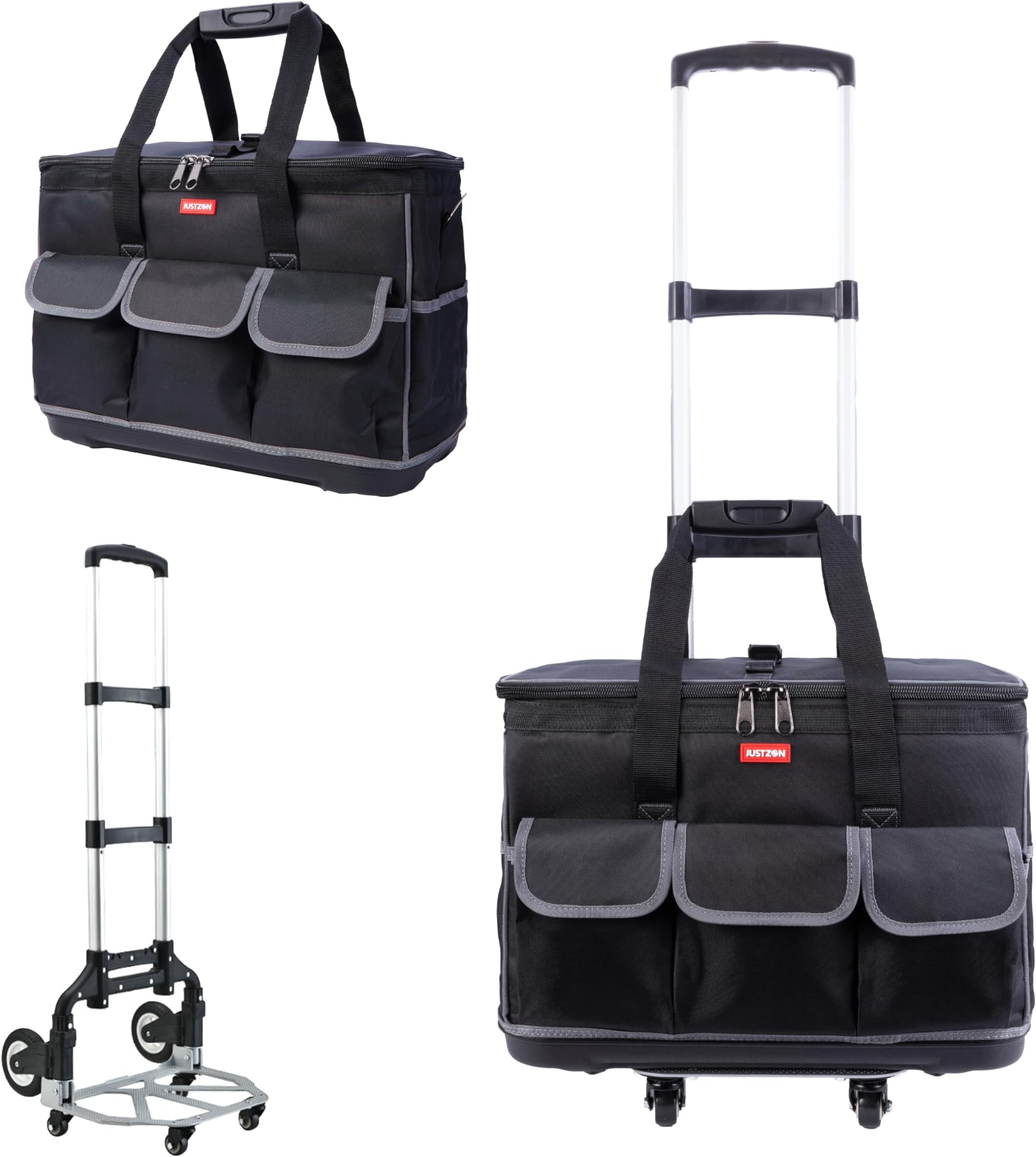 Amazon.com: Justzon Rolling Tool Bag with Wheels - Aluminum Alloy ...