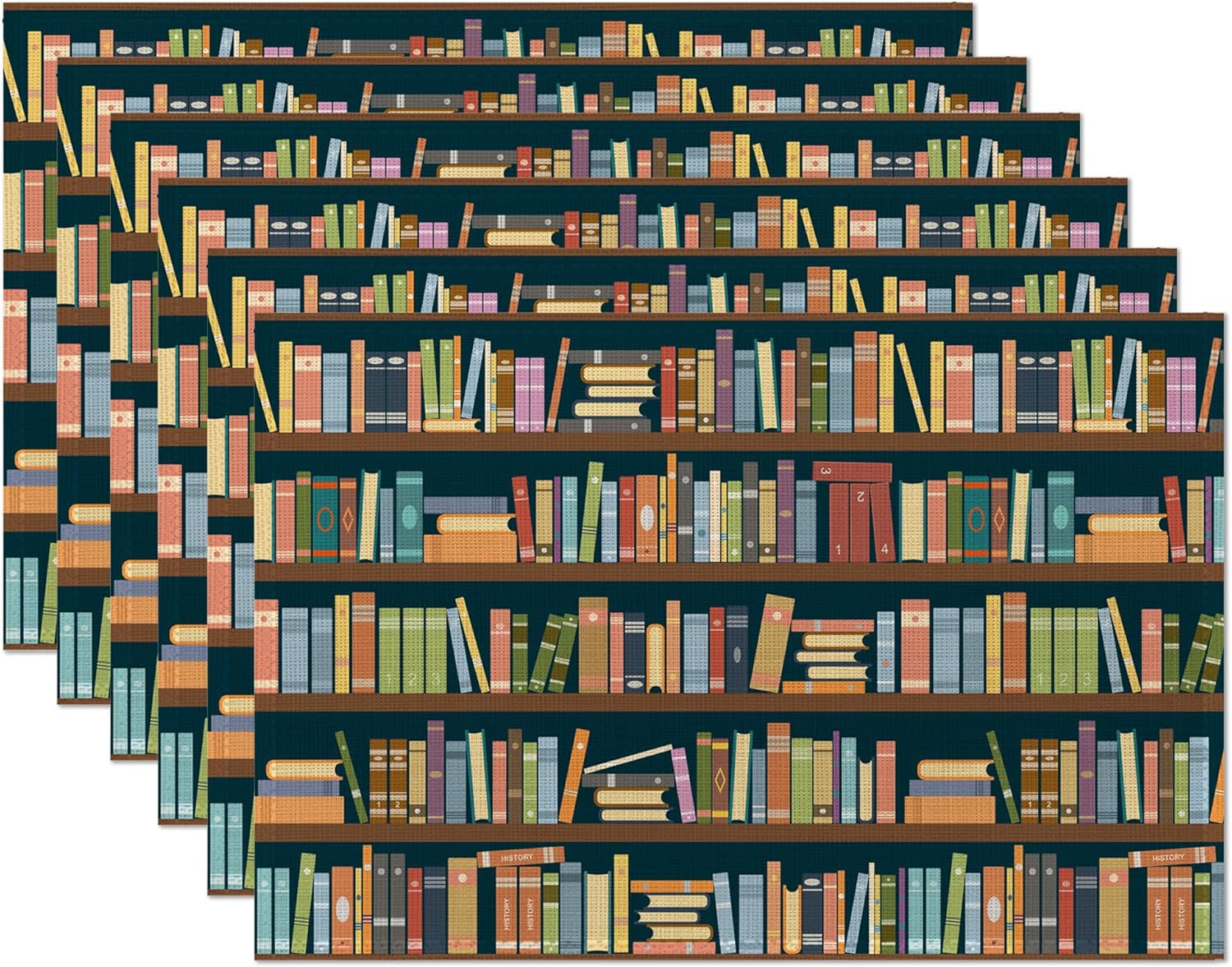 Amazon.com: Bookshelf Placemats Set of 6,Library Book Place Mats Heat ...