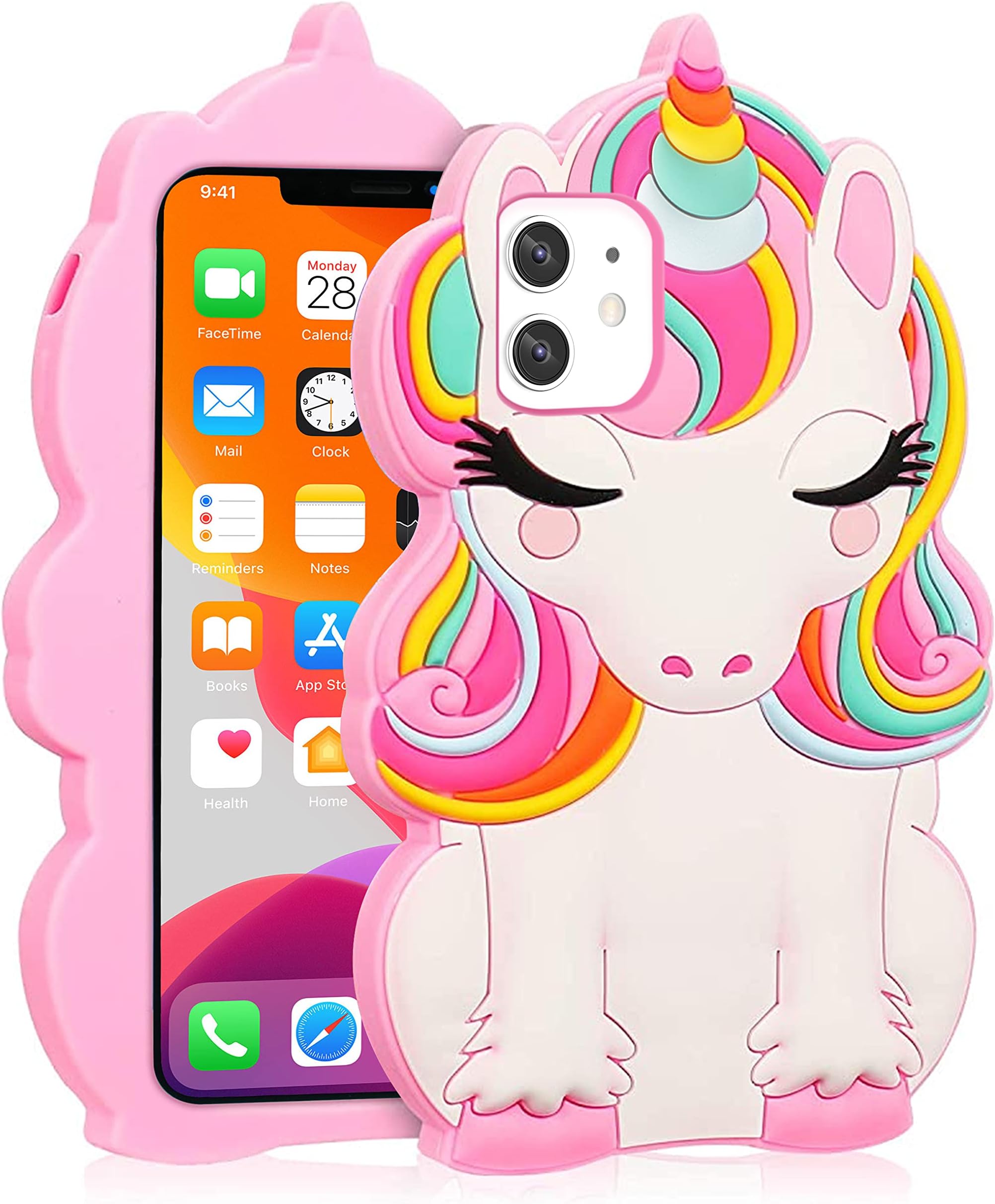 Amazon.com: wifantien 3D Cute Unicorn Soft Case for iPhone 12/iPhone 12 ...