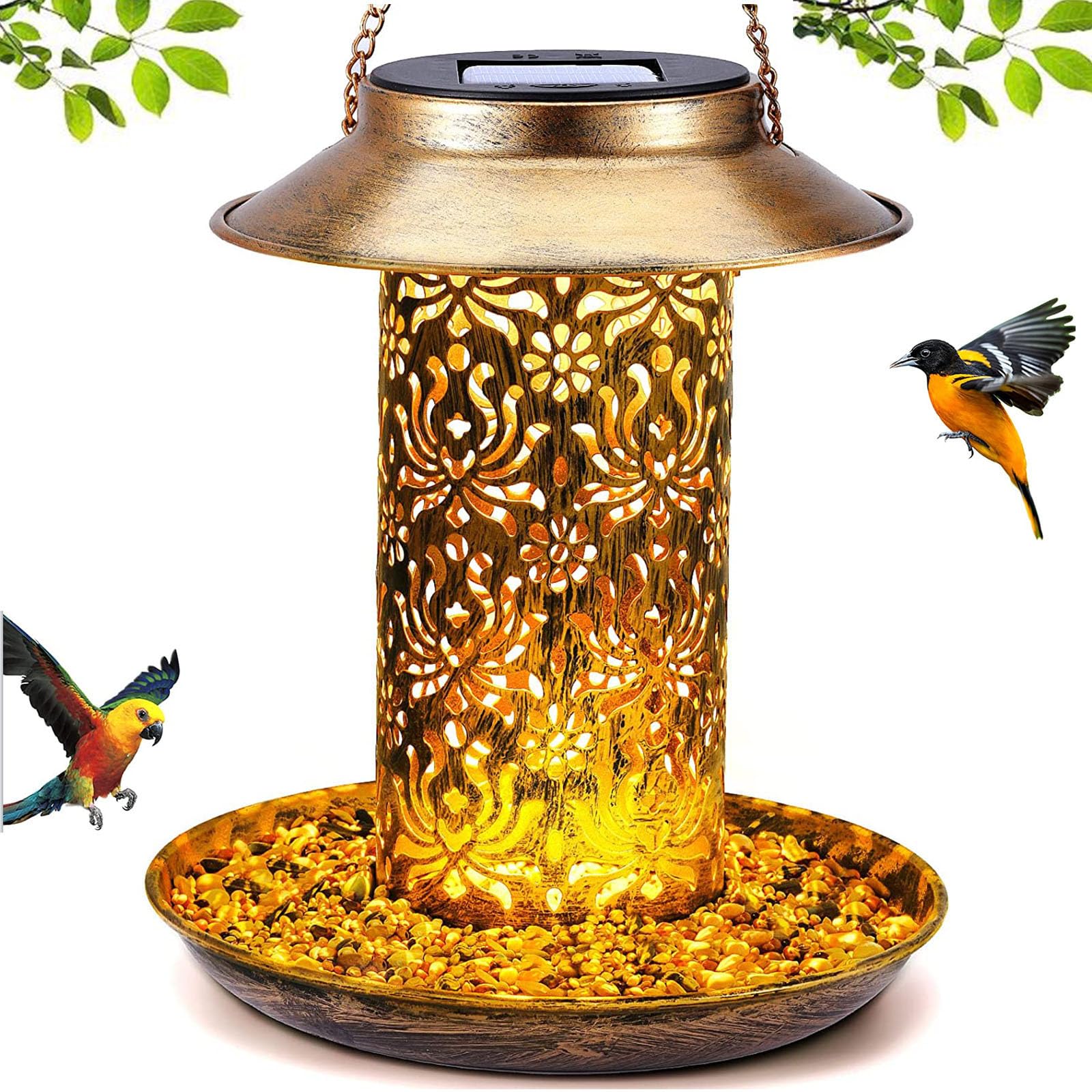 ZHJLIXU Solar Bird Feeder, Metal Bird feeders for Outdoors Hanging ...