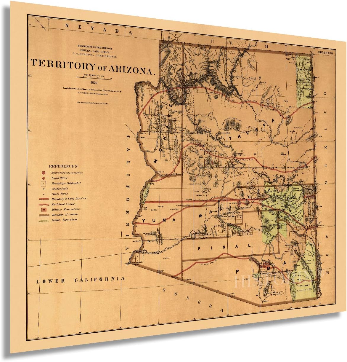 Amazon.com : Arizona State Wall Map - 23.75" x 22.5" Laminated : Office ...