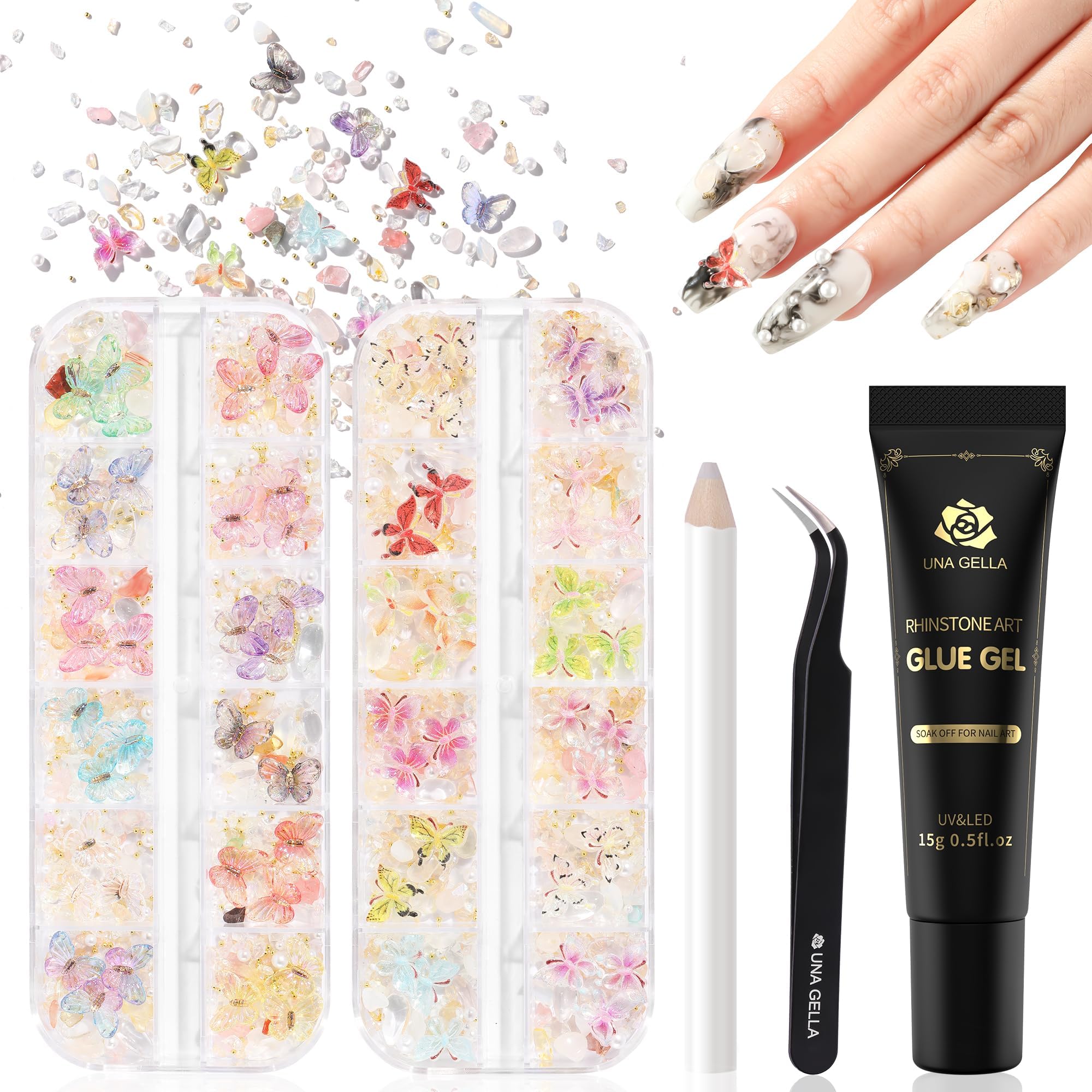 Amazon.com: UNA GELLA Nail Art Rhinestones Set With Rhinestone Glue ...