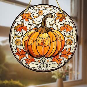 Amazon.com: Fall Pumpkin Window Hanging Acrylic Suncatcher, Pumpkin ...