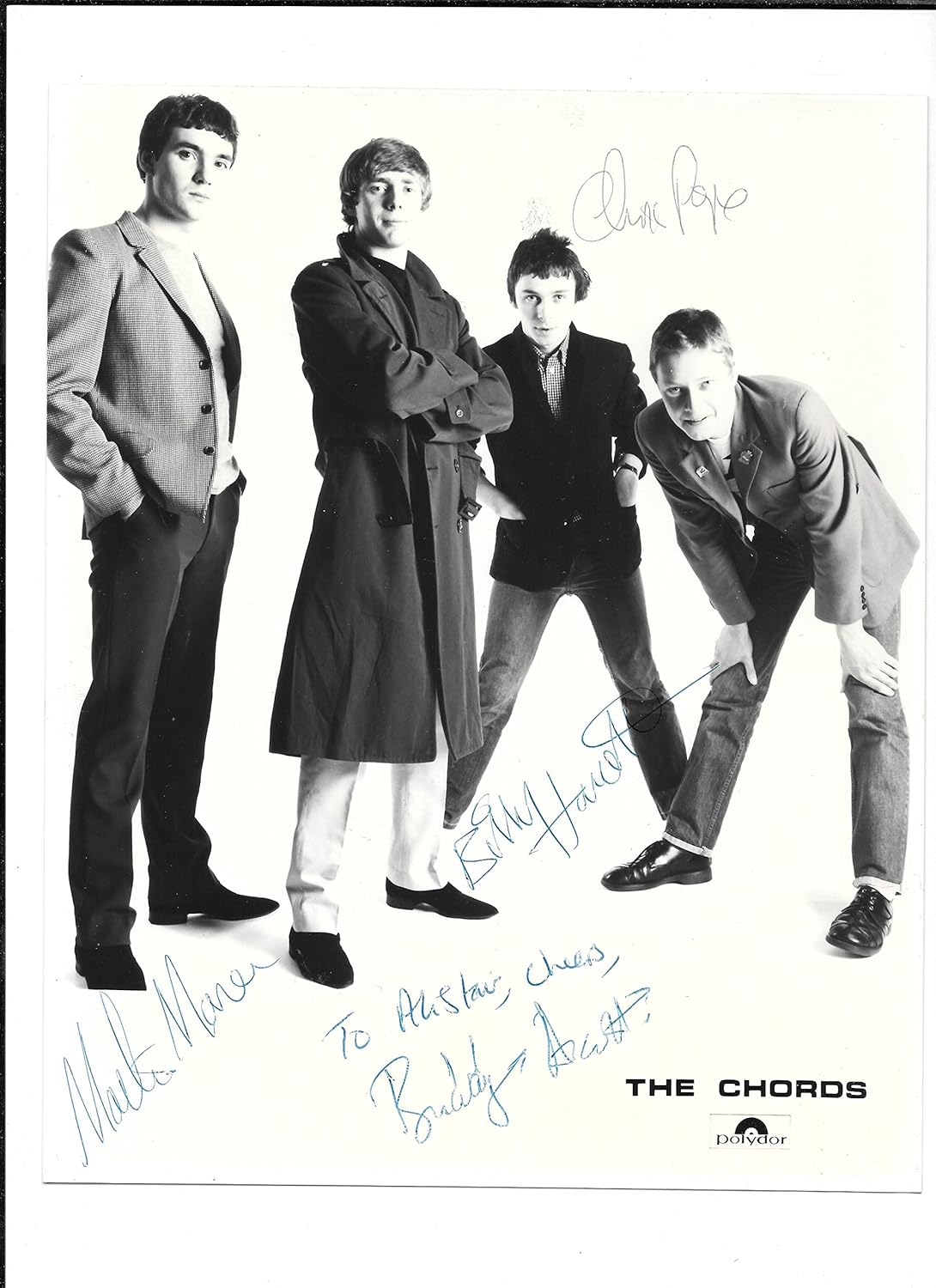Fully signed Polydor Photograph of The Chords, 1970s British Mod ...