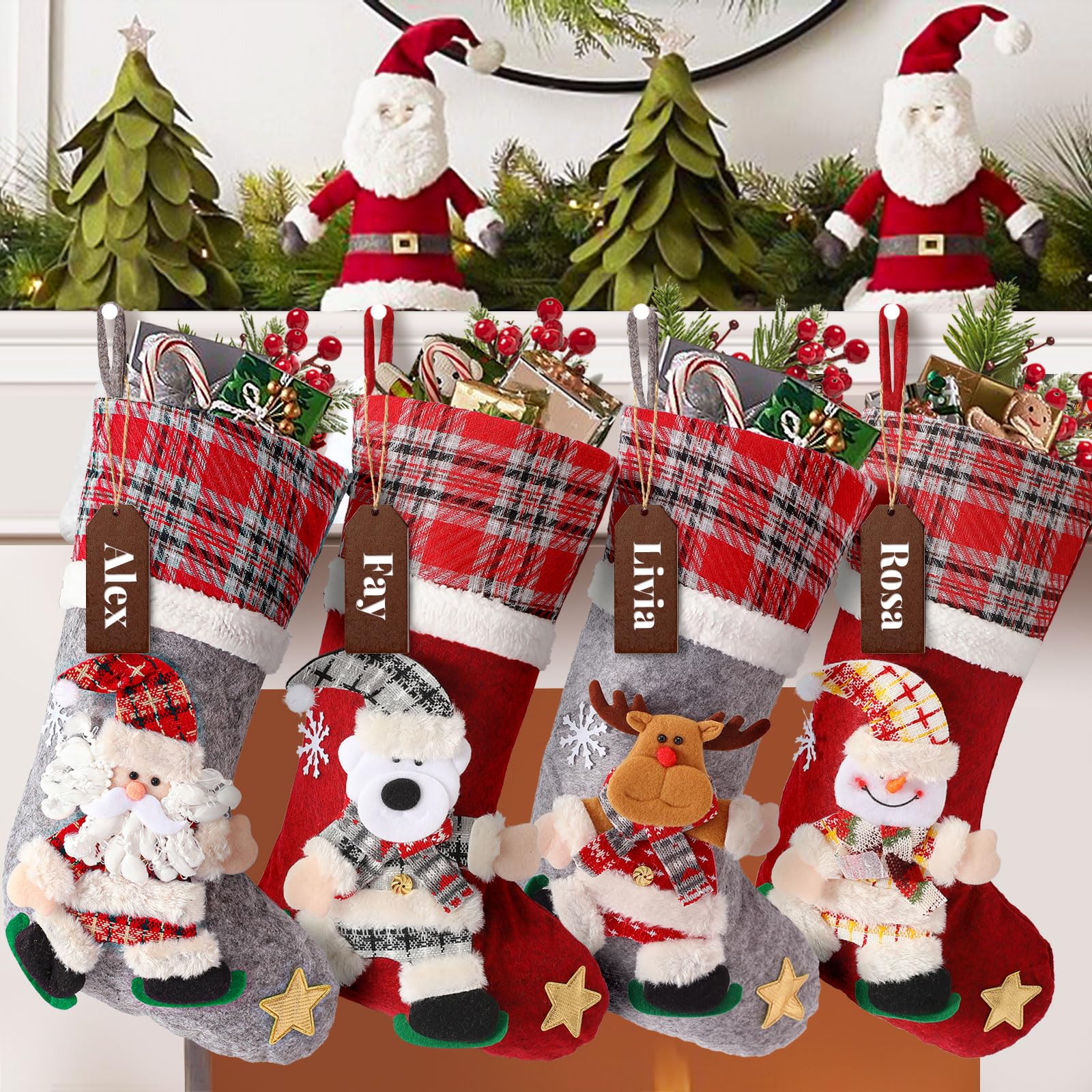 Amazon.com: Cysincos Personalized Christmas Stockings, 4 Pack Large ...