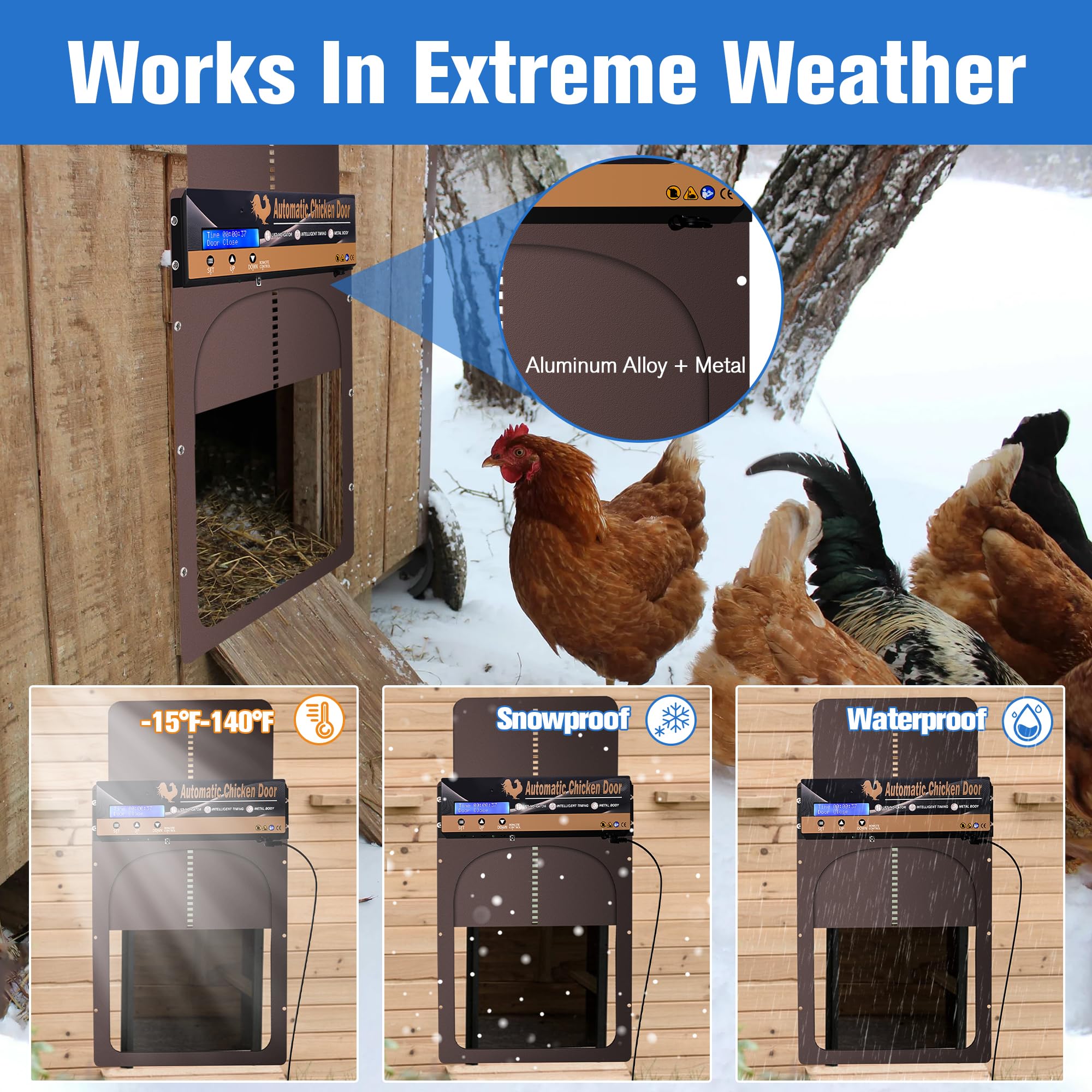 Solar Powered Chicken Coop Door, Automatic Chicken Coop Door with Timer ...