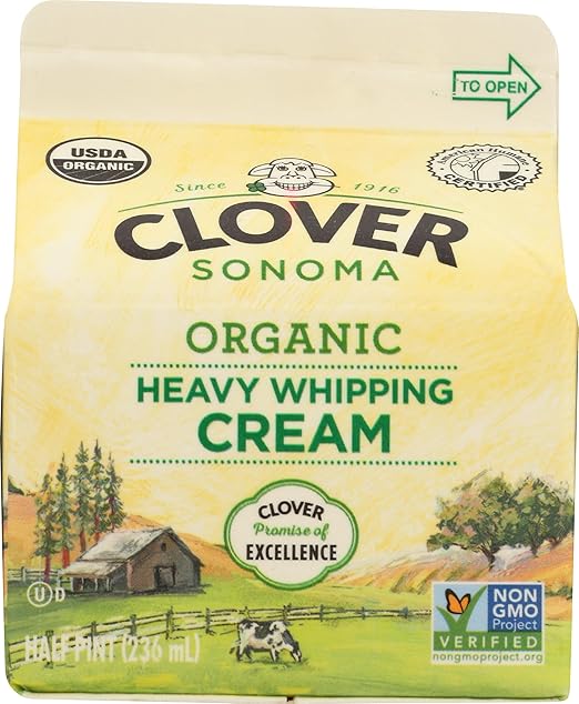 Amazon.com: Clover Sonoma Organic Heavy Whipping Cream, 8 FZ : Grocery ...