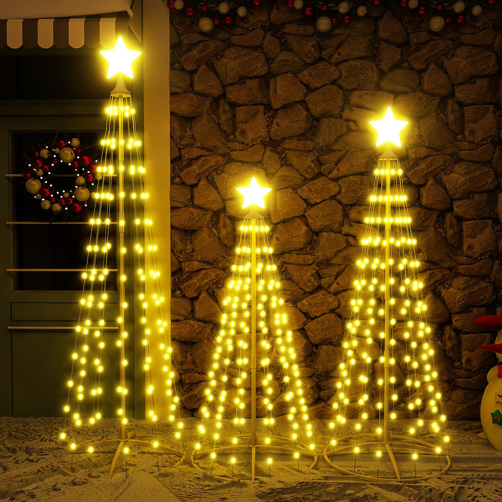 Amazon.com: DKLGG Outdoor Christmas Cone Tree Set of 3 LED Christmas ...
