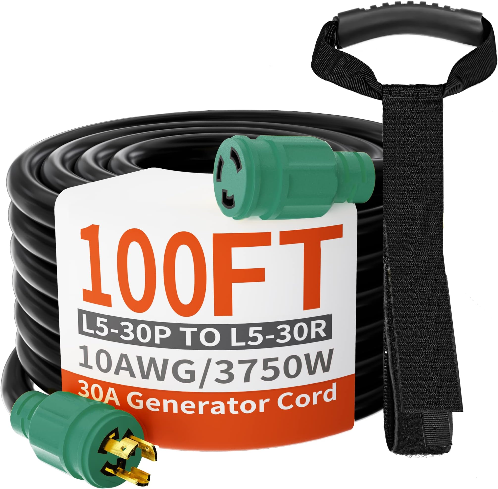 Amazon.com: POWGRN 100Feet 30 Amp Generator Extension Cord 4 Prong ...