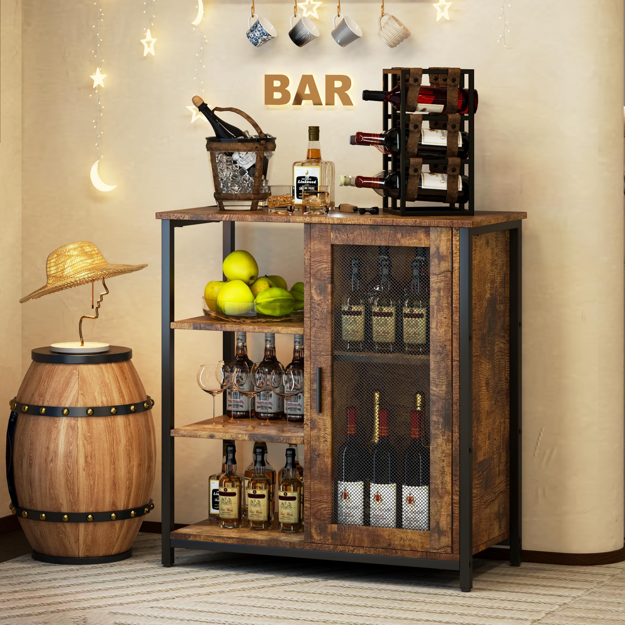 Amazon.com: Alaxgumrol Bar Cabinet for Home Kitchen, Small Liquor ...