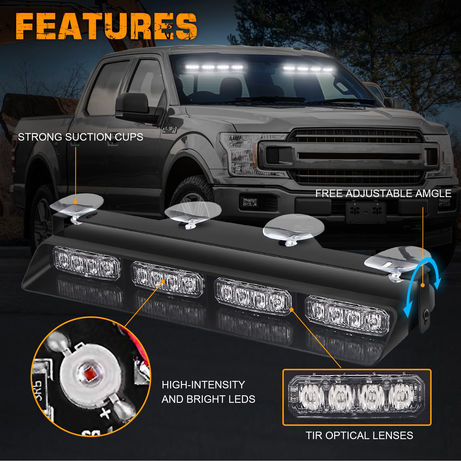 Snapklik.com : White Emergency Dash Strobe Lights Safety Flashing ...