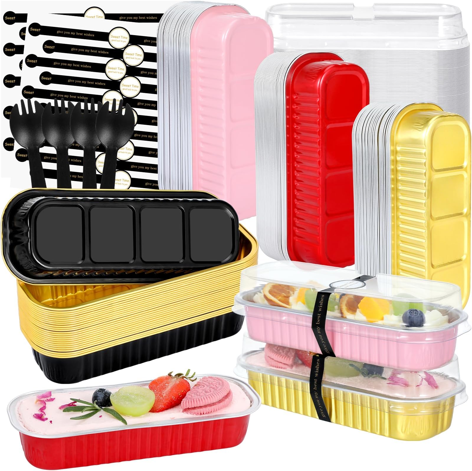 Amazon.com: SWEET CHARLOTTE'S BAKESHOP 6” Mini Loaf Pans with Lids (50 ...