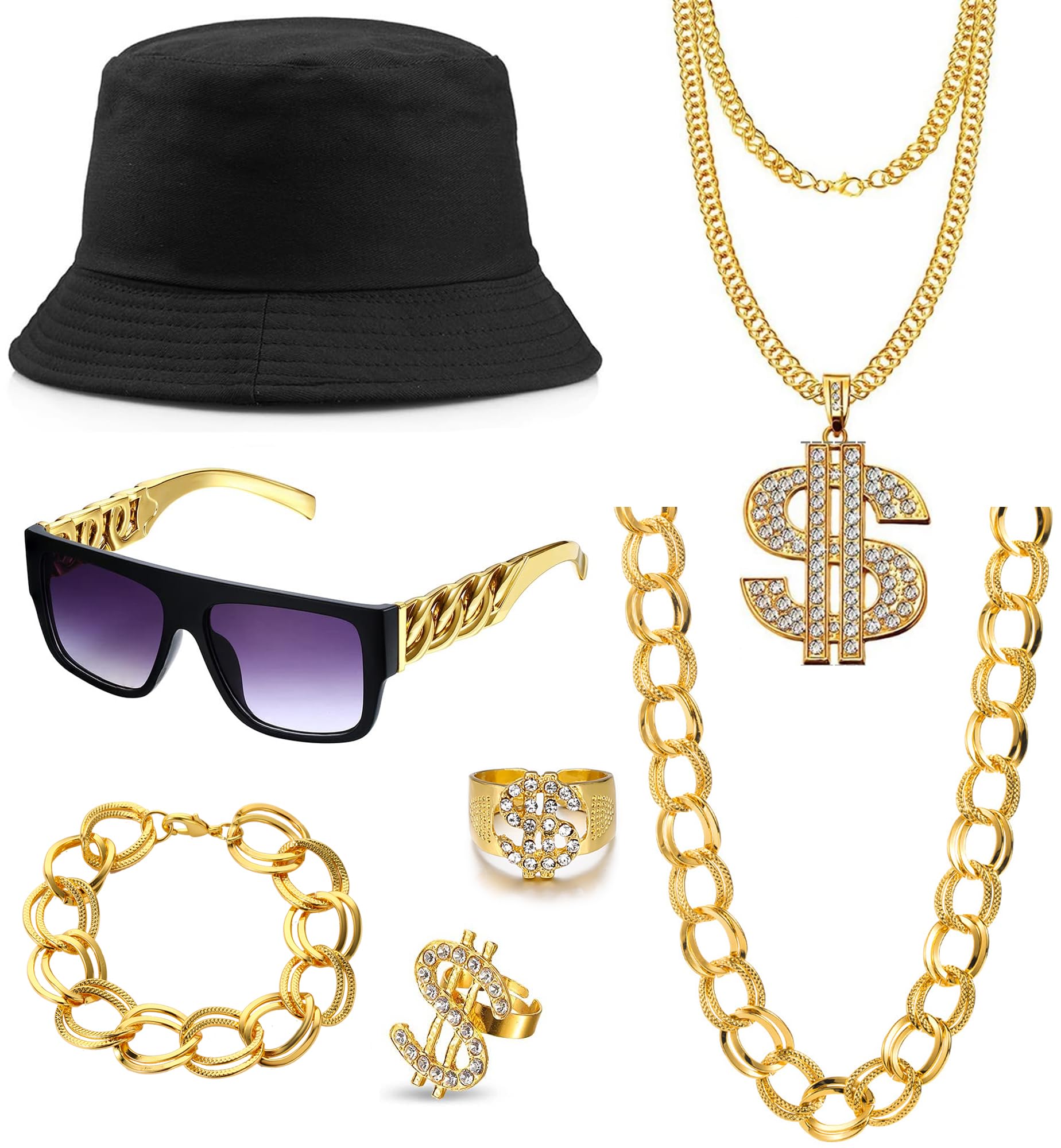 Amazon.com: Acruccen 80s 90s Accessories Outfit for Men Hip Hop Costume ...