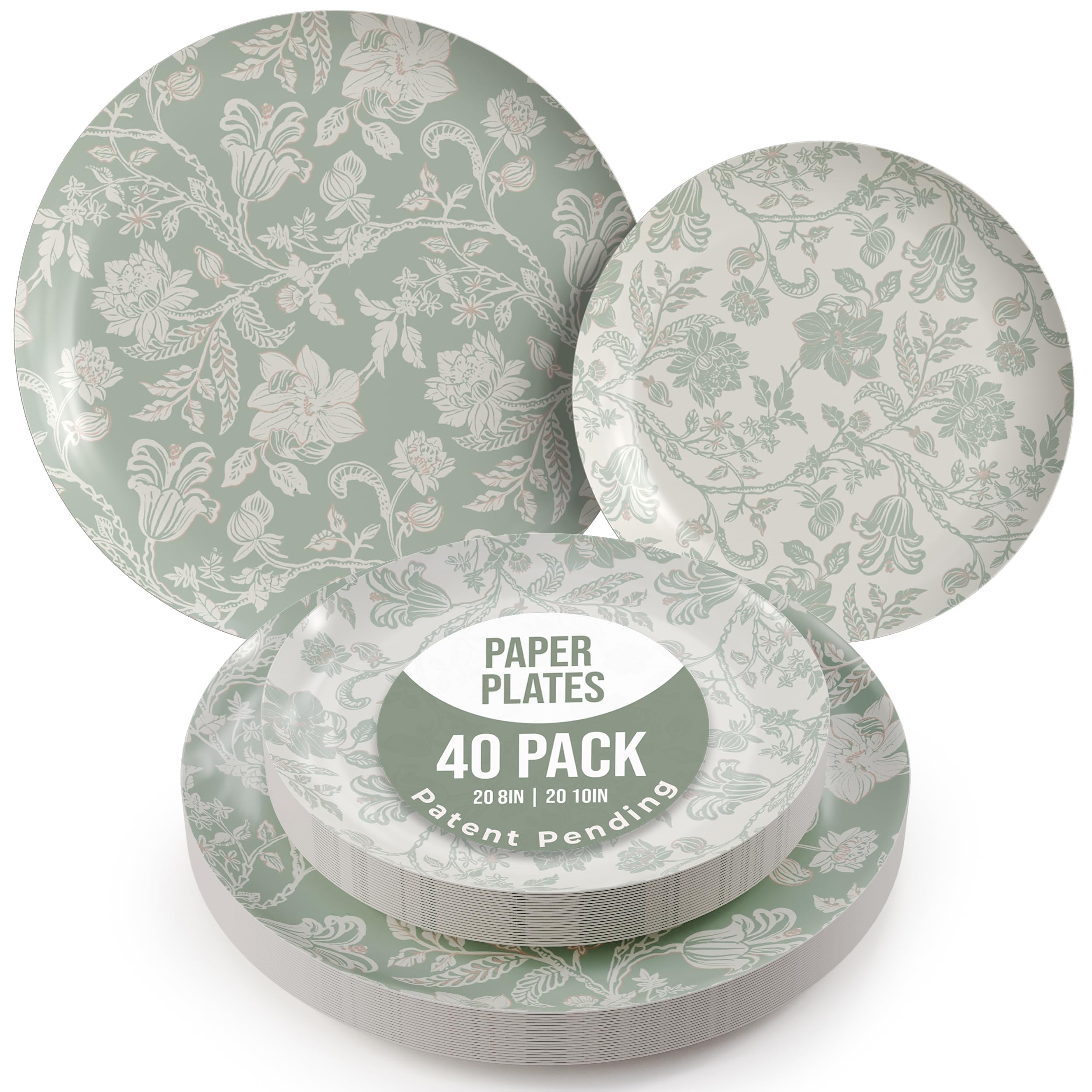 Amazon.com: Trendables Floral Paper Plates 40 Pcs Fancy Disposable ...