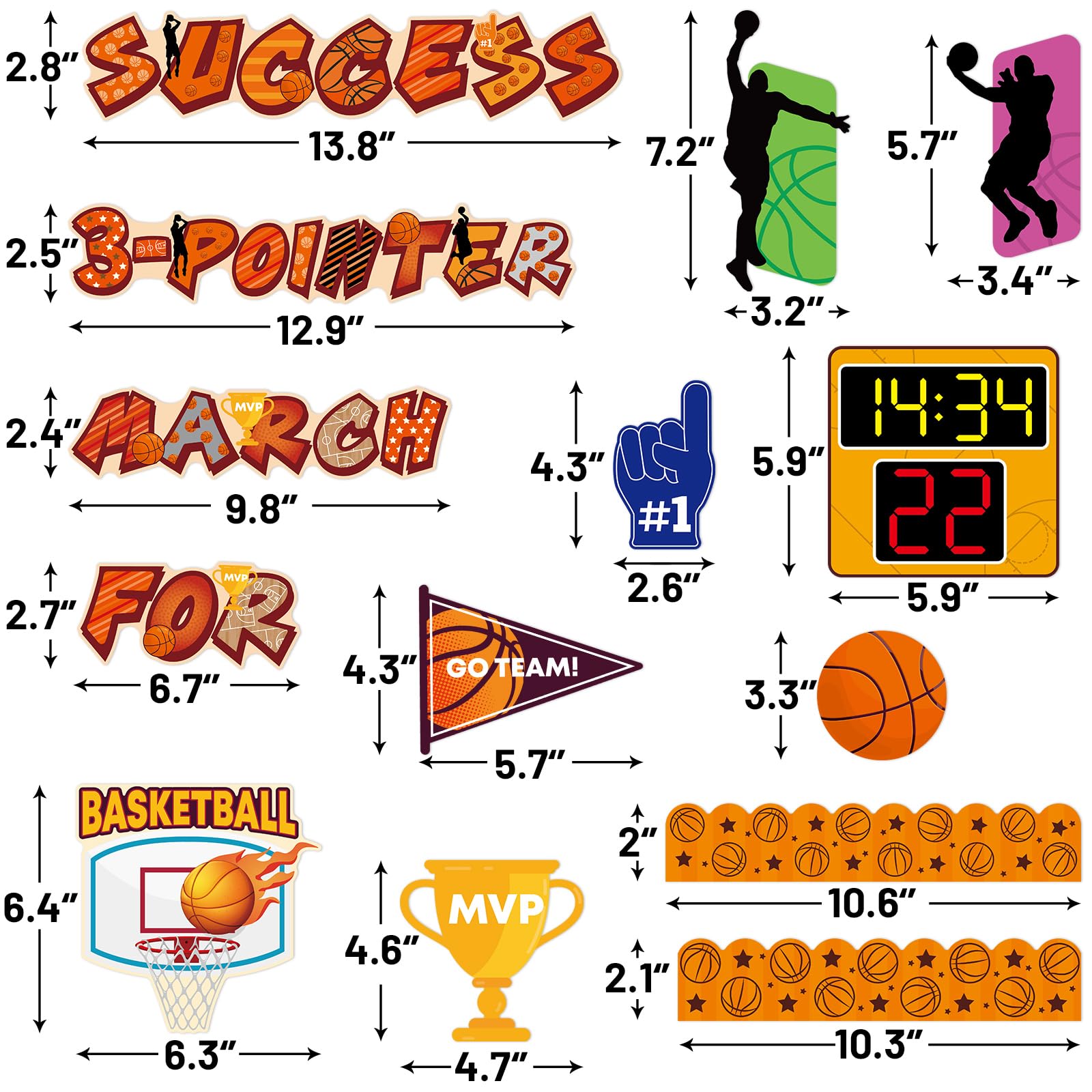 Snapklik.com : 58 PCS Basketball Bulletin Board Decoration March ...