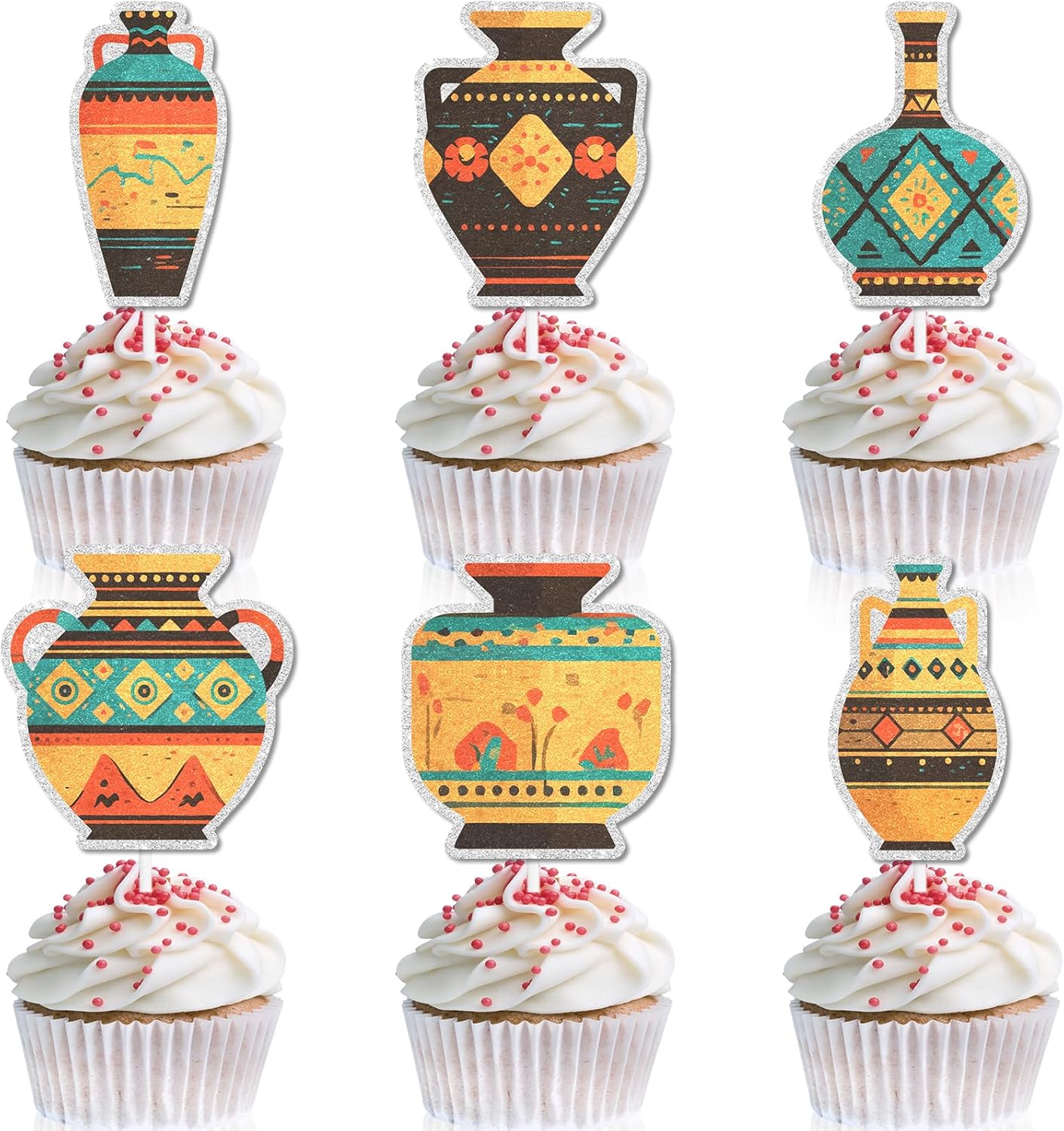 Amazon.com: 18pcs Greek Vase Cupcake Toppers Set Ancient Greek Theme ...