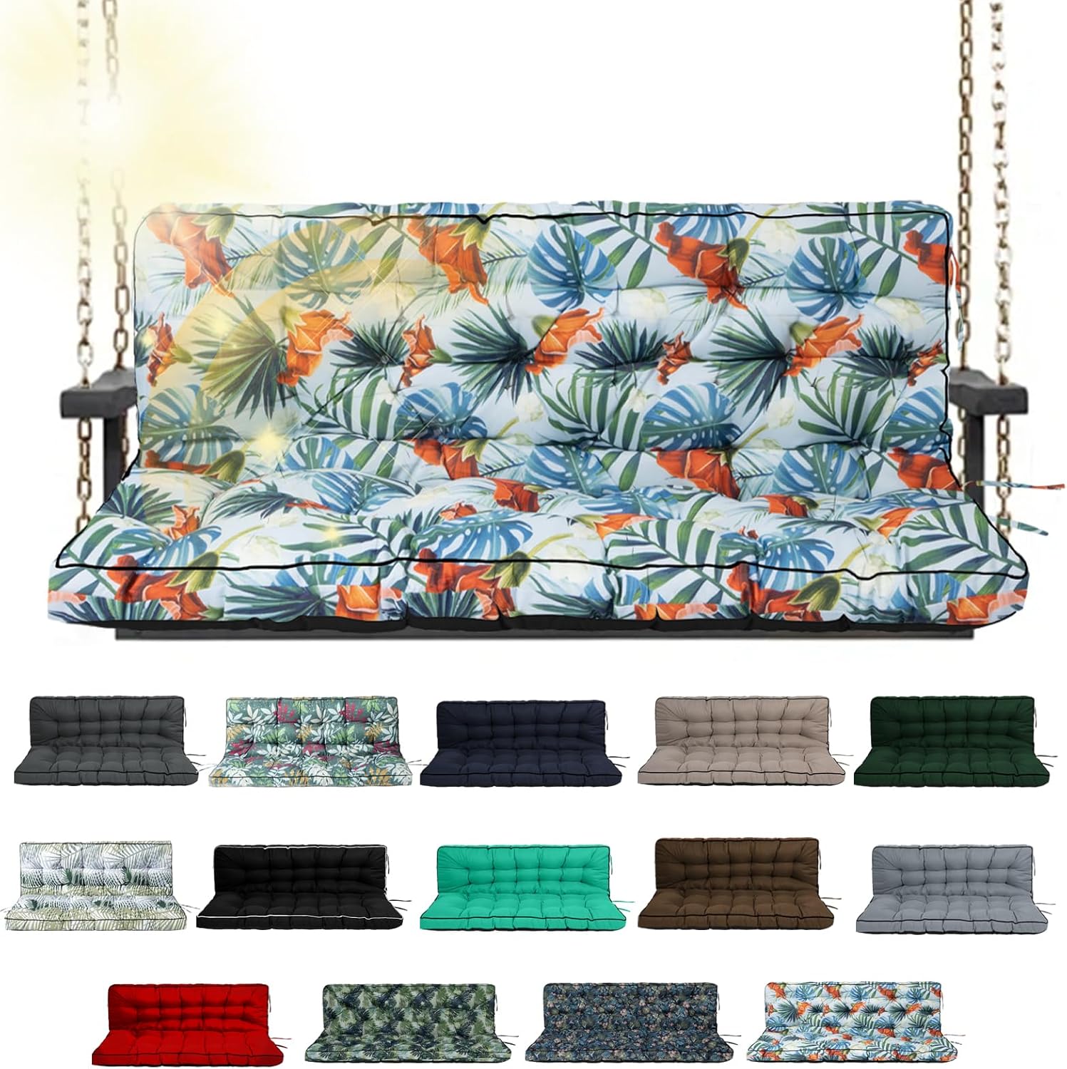 Amazon.com: VKETU Porch Swing Cushion Three Seat, Waterproof Swing ...