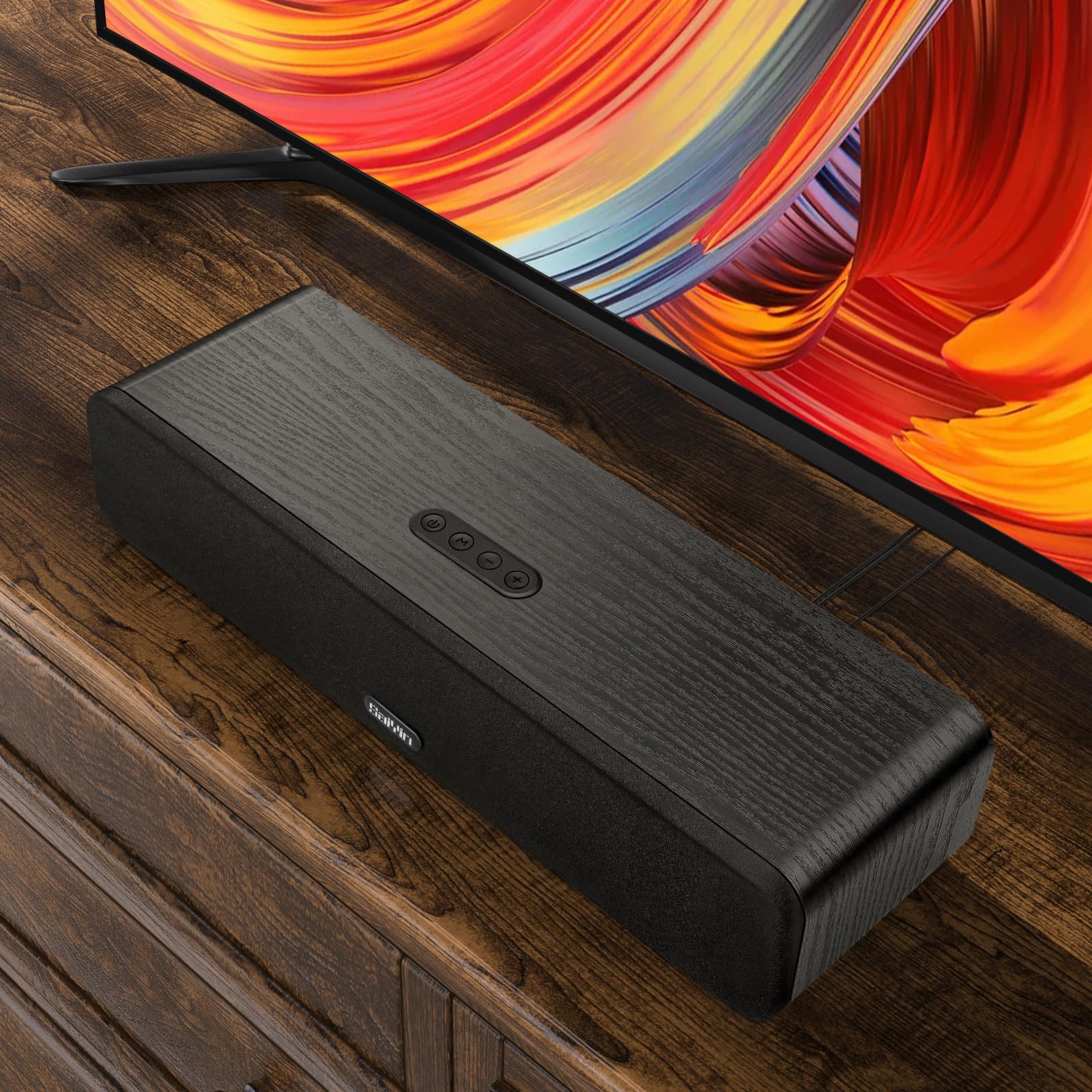 Snapklik.com : Saiyin Sound Bar For Smart TV, 40W Wooden TV Soundbar ...
