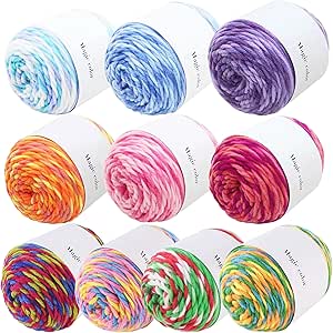 JMZLLRX 10 Color Rainbow Yarn, Assorted Colors Yarn Soft Colorful Yarn ...