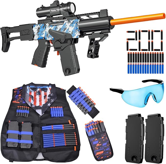 Amazon.com: Toy Gun Automatic Sniper Rifle with Scope, Tactical Vest ...