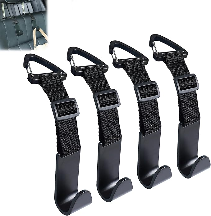 Amazon.com: Amooca Headrest Hooks for Car Adjustable 4 Pack Vehicle ...