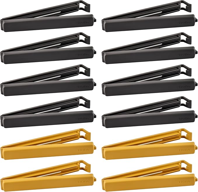 Ikea BEVARA Plastic Large Food Sealing Clips, 14cm Long, Grey & Yellow ...