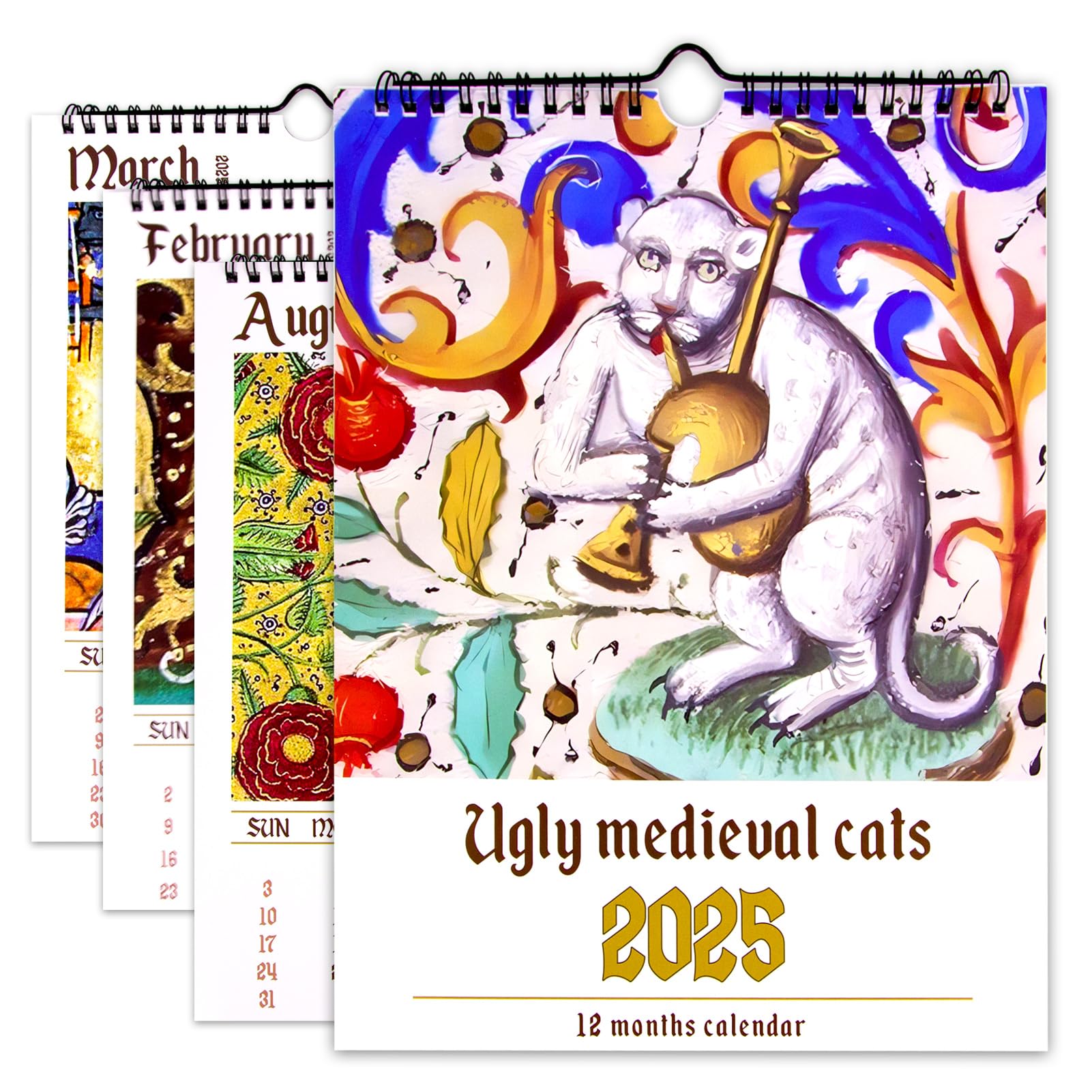 Ugly Medieval Cats Calendar 2025 Funny Calender Weird Medieval Cats ...