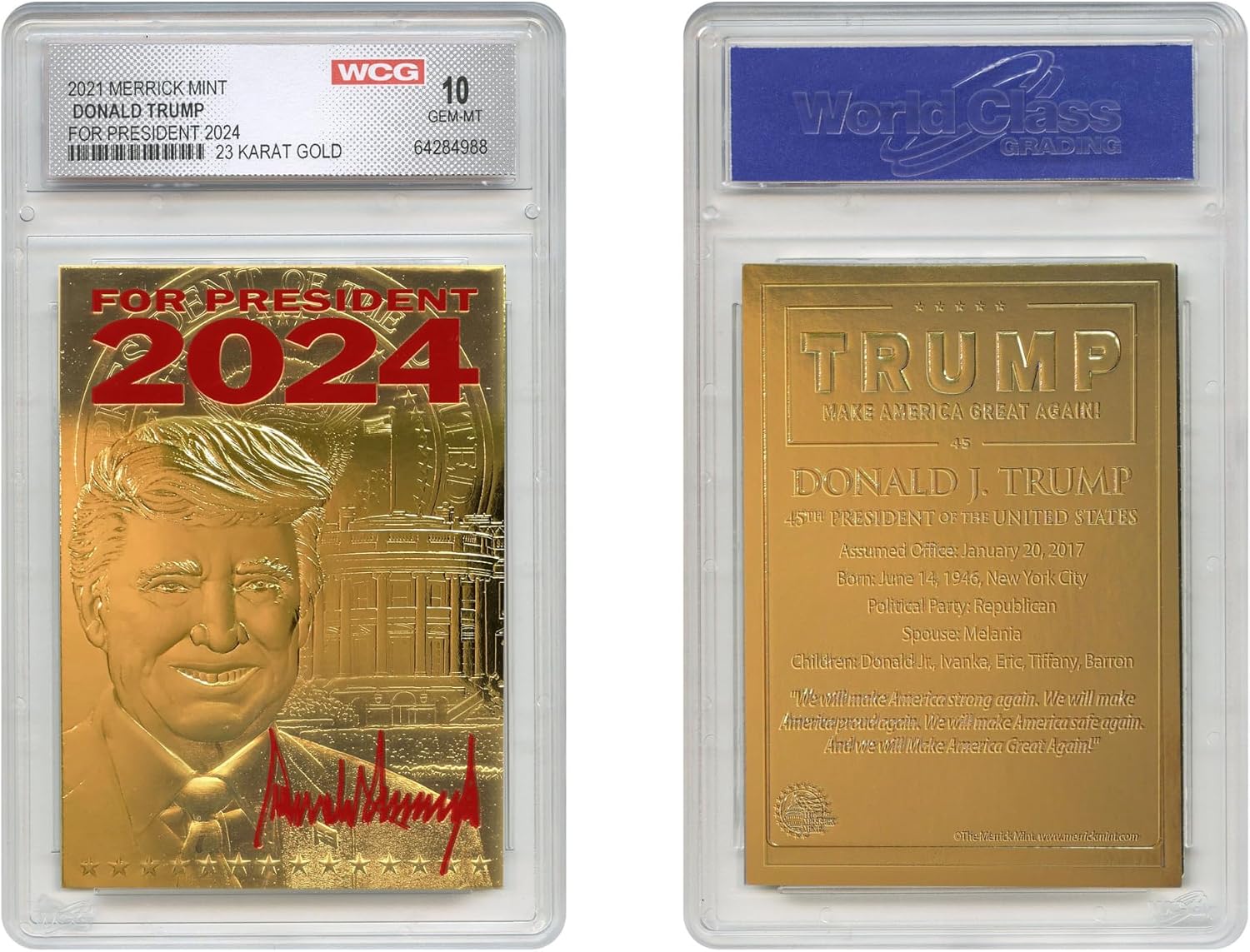 Amazon.com: Donald Trump 2024 President 23K Gold Signature Card Graded ...