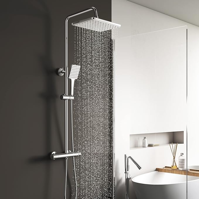 YOOZENA Thermostatic Shower Mixer Set,Overhead Rainfall Shower,Handheld ...