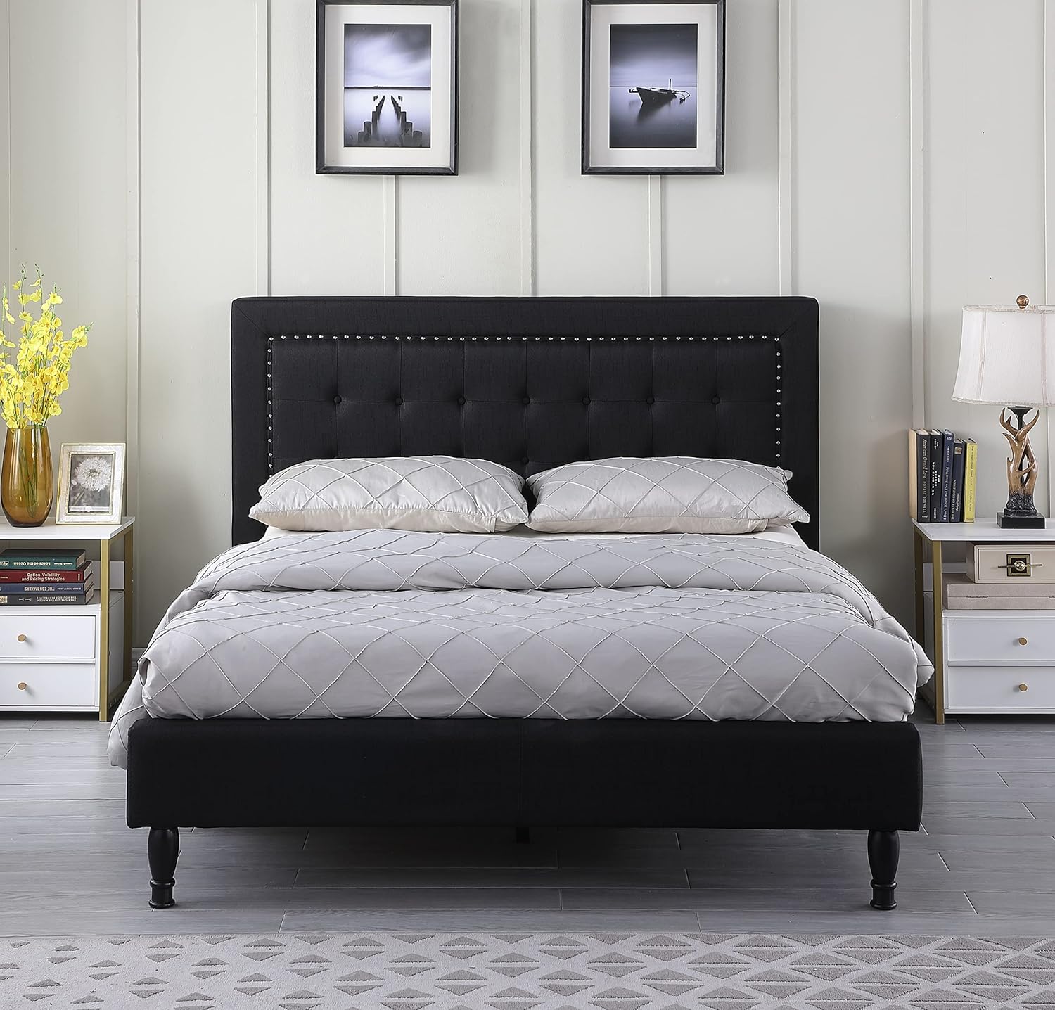 Amazon.com: Full Upholstered Platform Bed Frame with 43.5" Tall ...
