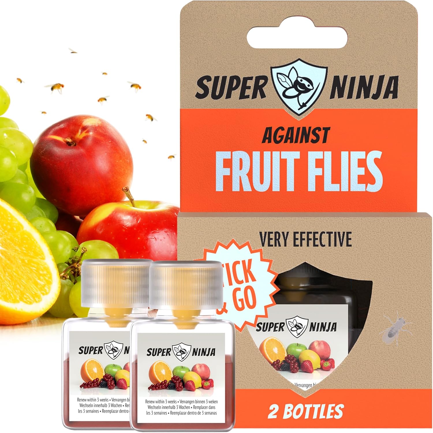 Amazon.com : Super Ninja Fruit Fly Traps for Indoors - 2 Traps - Highly ...