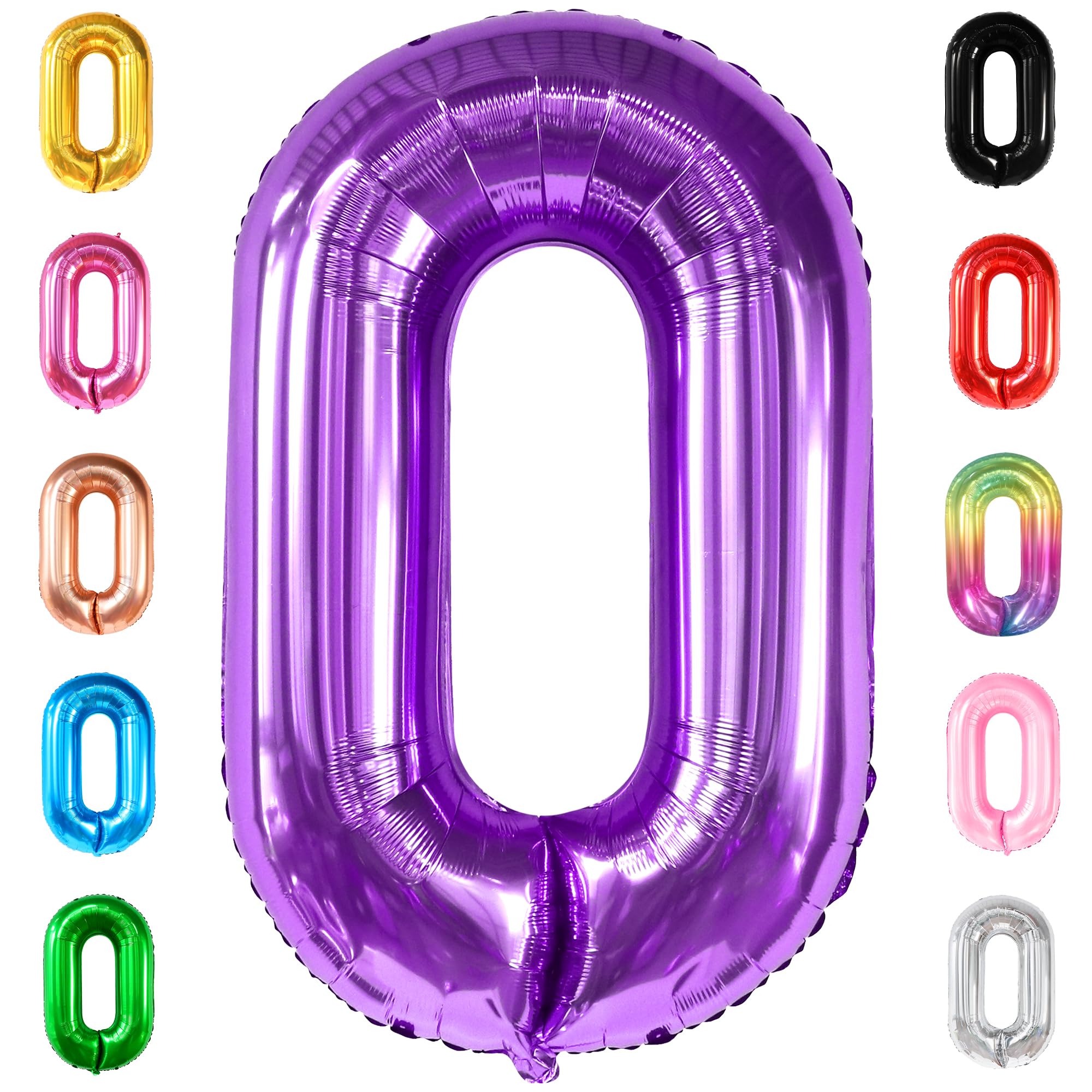 Snapklik.com : Giant, Purple 0 Number Balloons - 40 Inch Pair 0 Digit ...