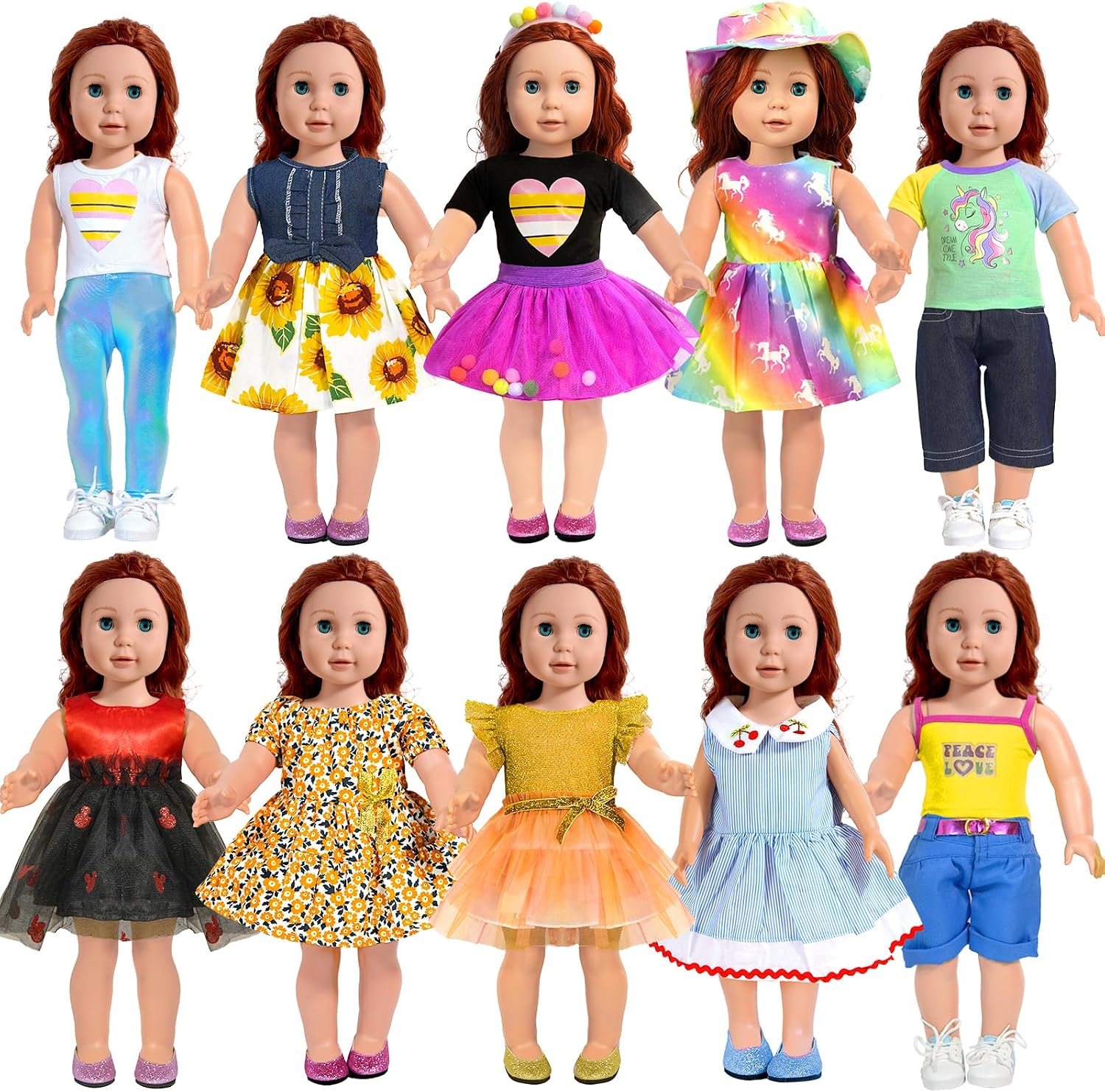 Amazon.com: 18 inch Doll Clothes Accessories, ARTST 18PCS Doll Clothes ...