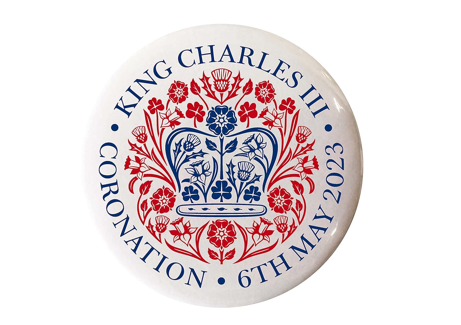 King Charles III Coronation Badges 2023 (100 Badges, Design 1 Red and ...