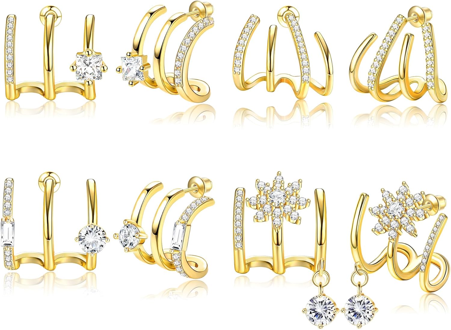 Amazon.com: ORAZIO 4 Pairs Claw Earring Cuff for Women CZ Needle Ear ...