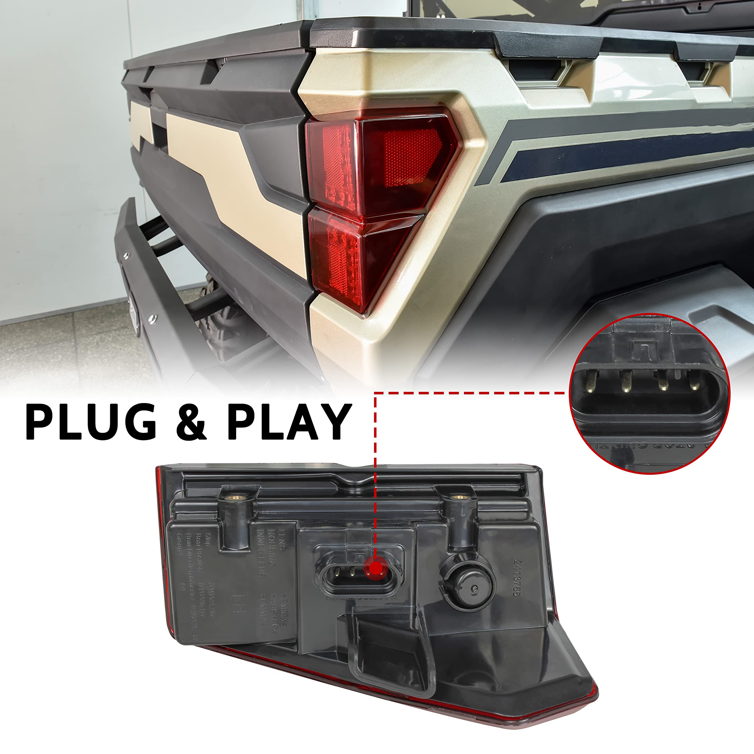 LED Tail Lights for Ranger XP 1000 18-24, Red Rear Brake Stop Lamp ...