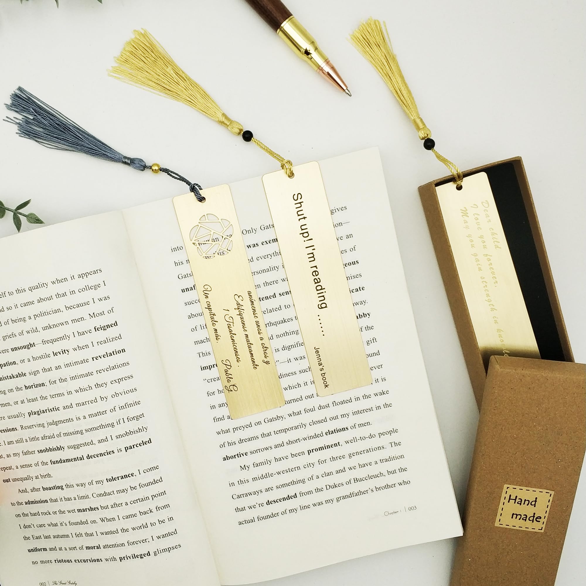 Amazon.com: Personalized Custom Brass Bookmarks Metal Bookmarks Can be Customized with Any Text ...