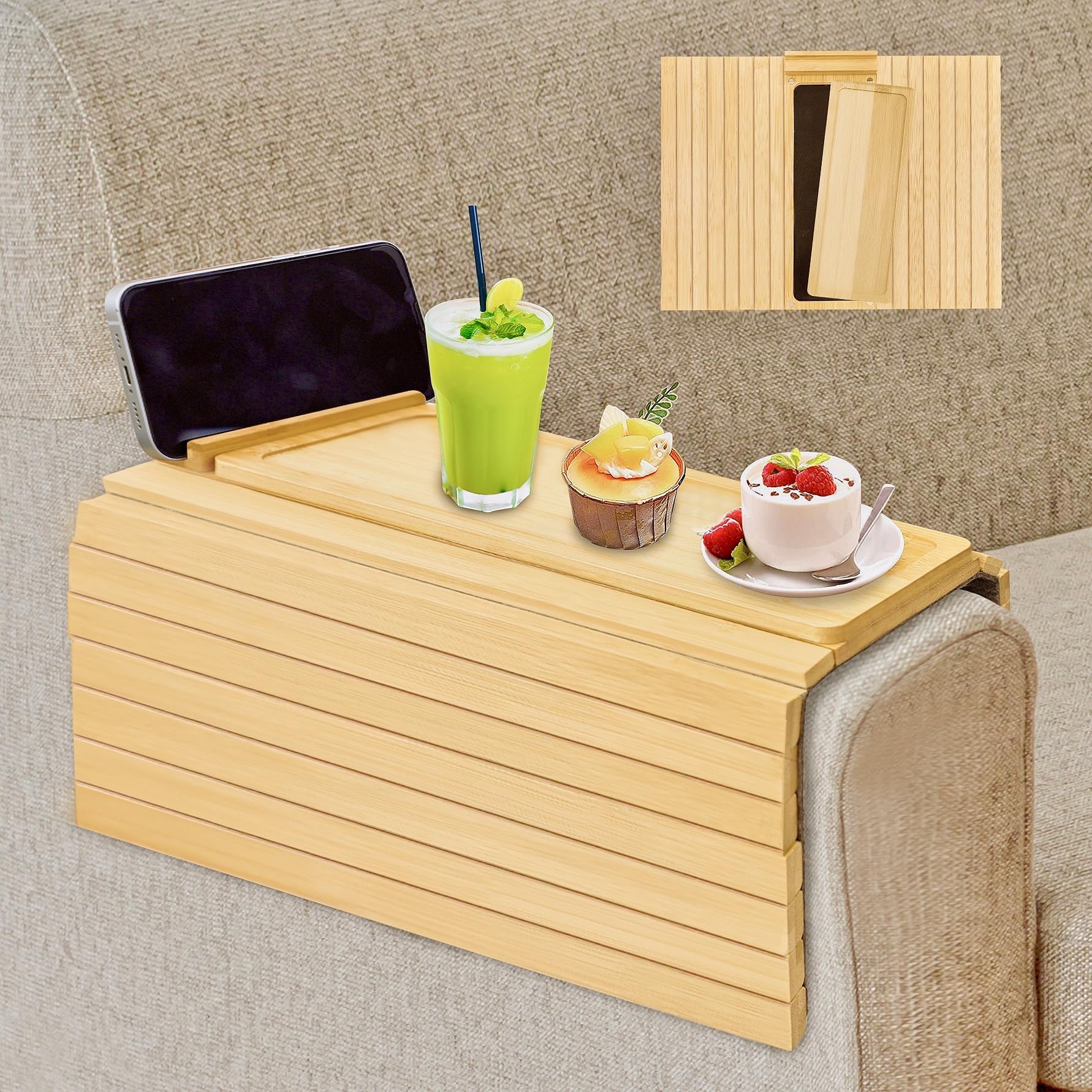 Amazon.com: CALODY Sofa Arm Tray Bamboo Sofa Tray Table for Couch with ...
