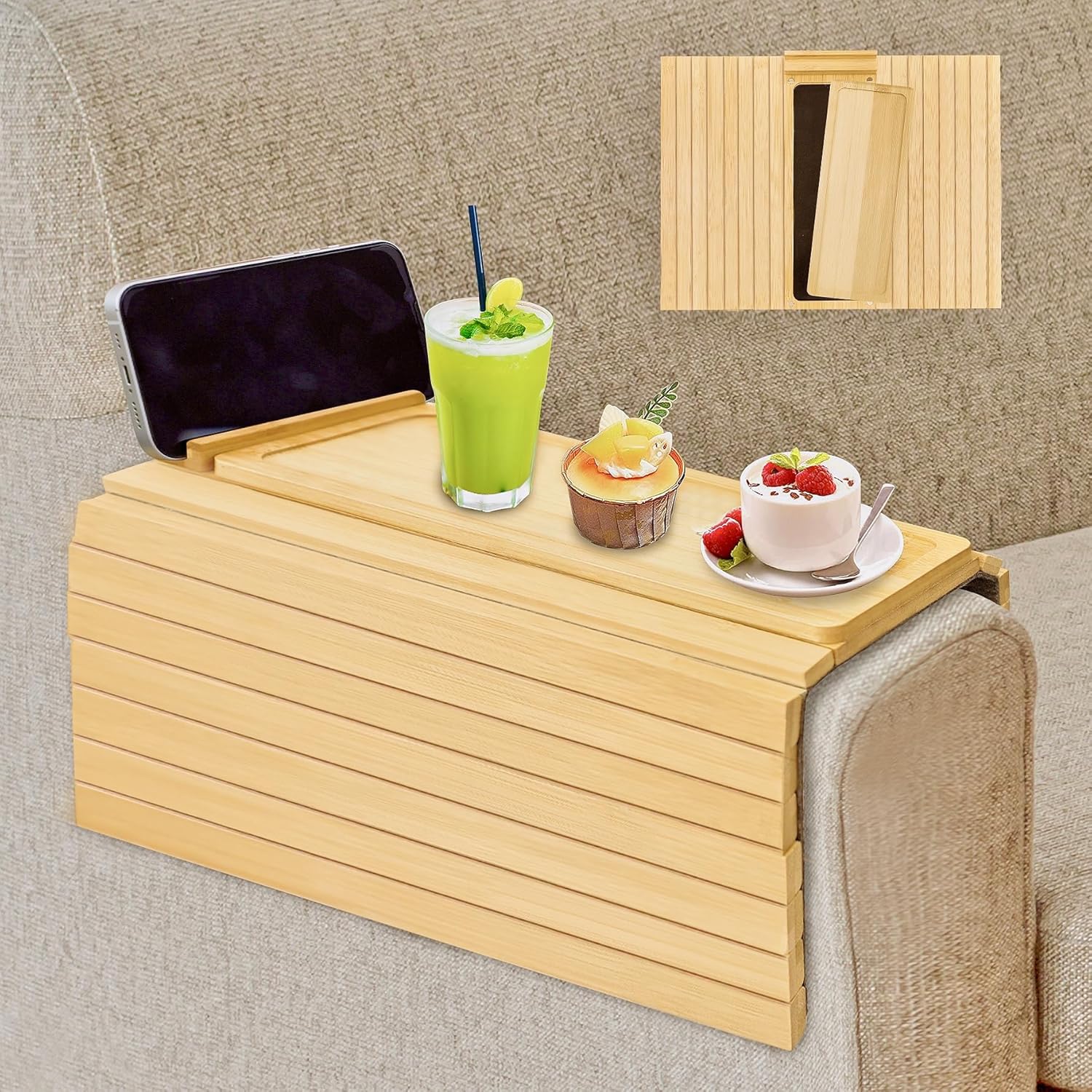 Amazon.com: CALODY Sofa Arm Tray Bamboo Sofa Tray Table for Couch with ...