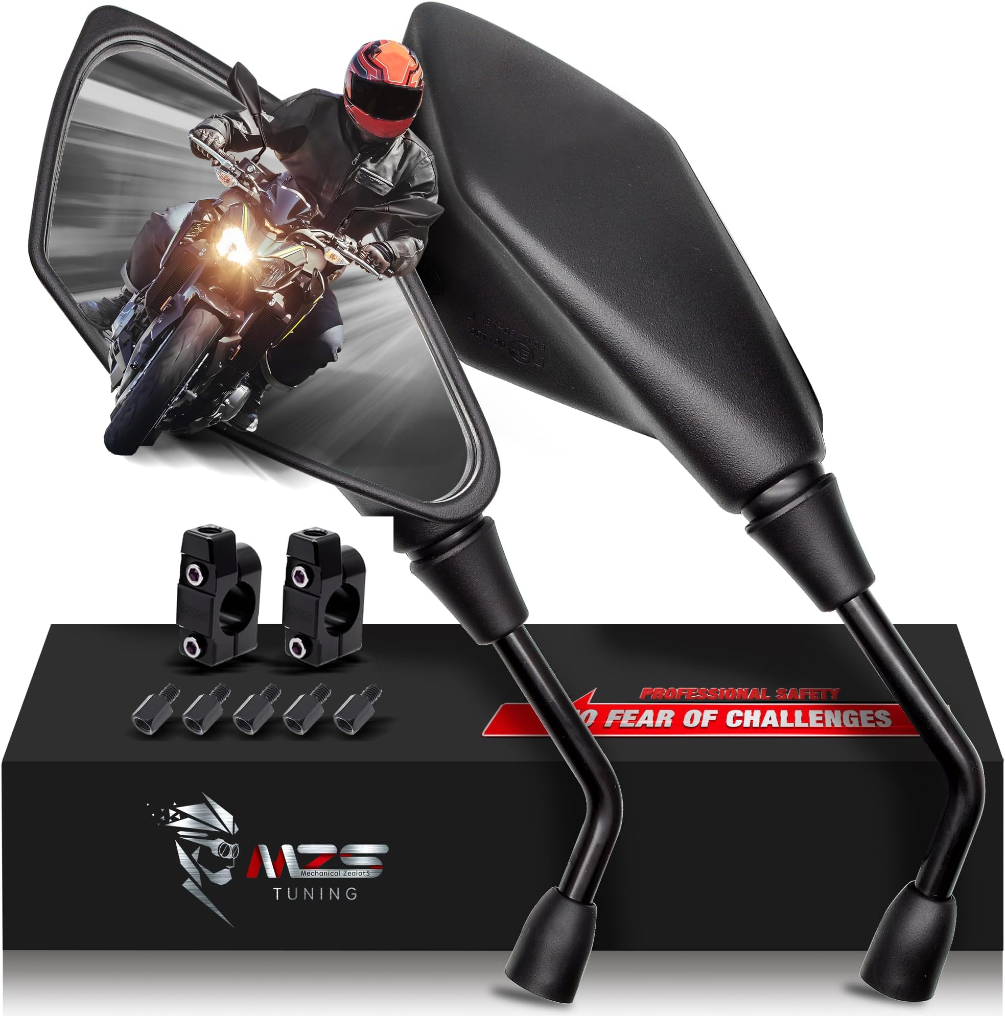 Amazon.com: MZS Motorcycle Mirrors 10mm 8mm, Universal ATV Rearview ...