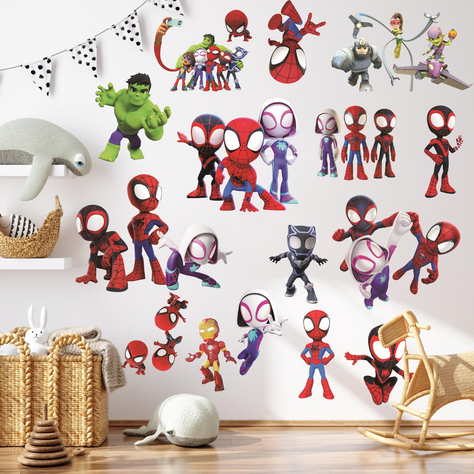 Amazon.com: CATCOQ Superhero Wall Stickers DIY Removable Spider-Man ...
