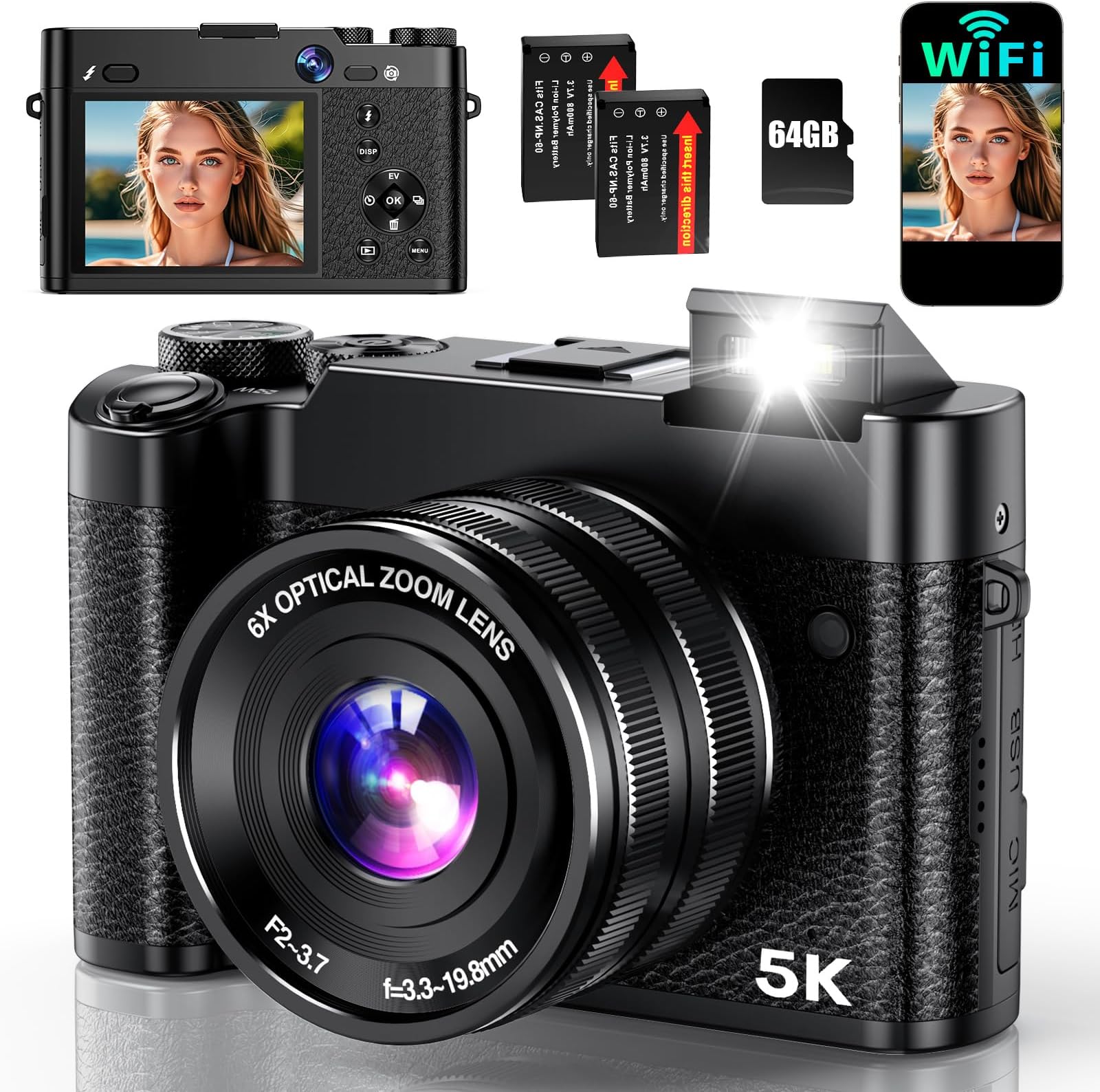 Amazon.com : 4K Digital Camera, Autofocus 64MP Vlogging Cameras for ...