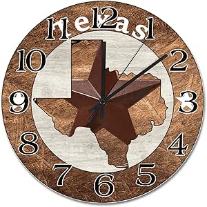 Amazon.com: Ancient Western Texas Star Wall Clock Texas Map Clock ...