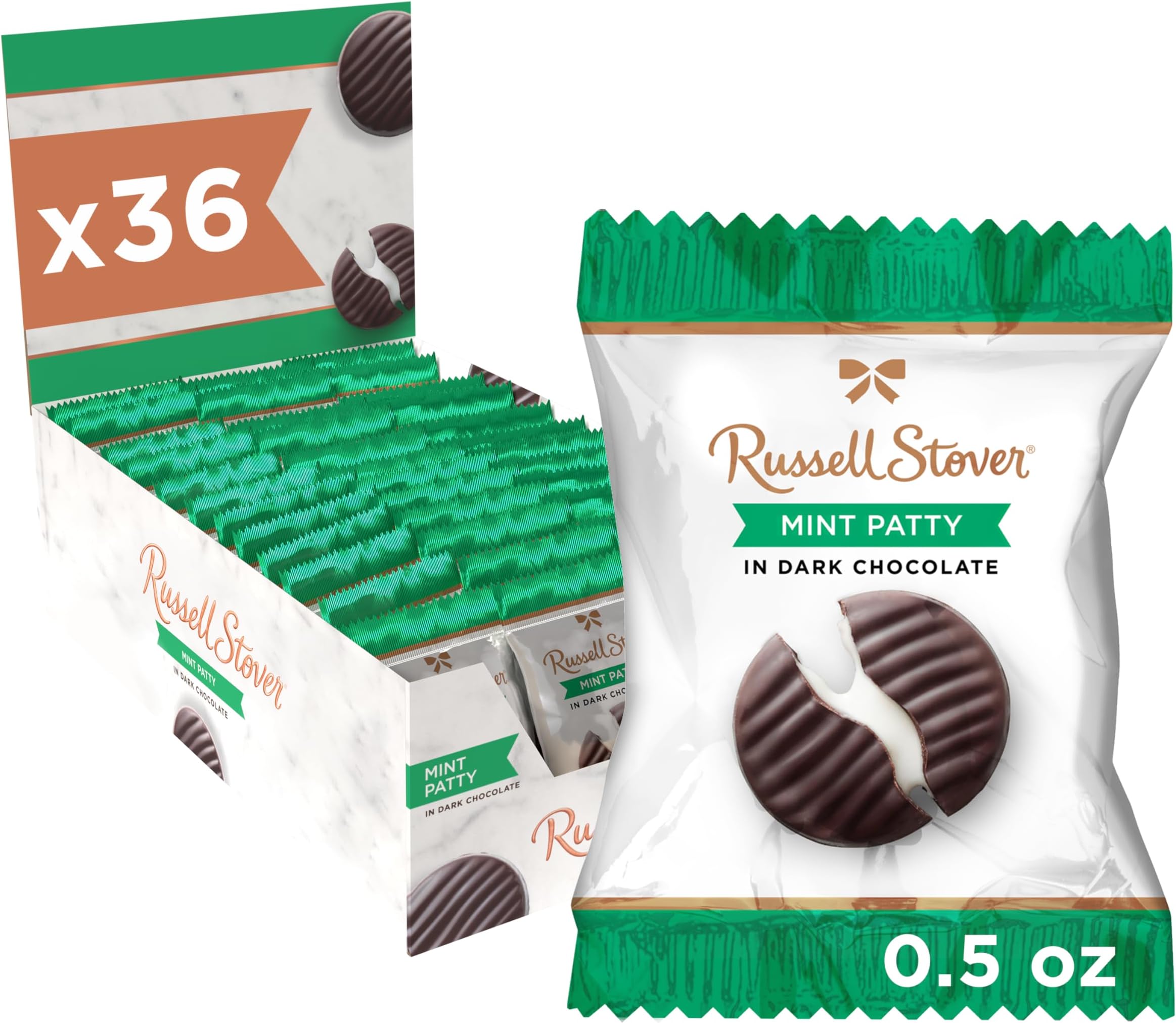 Amazon.com : Russell Stover Dark Chocolate Mint Patties - (Pack of 36 ...
