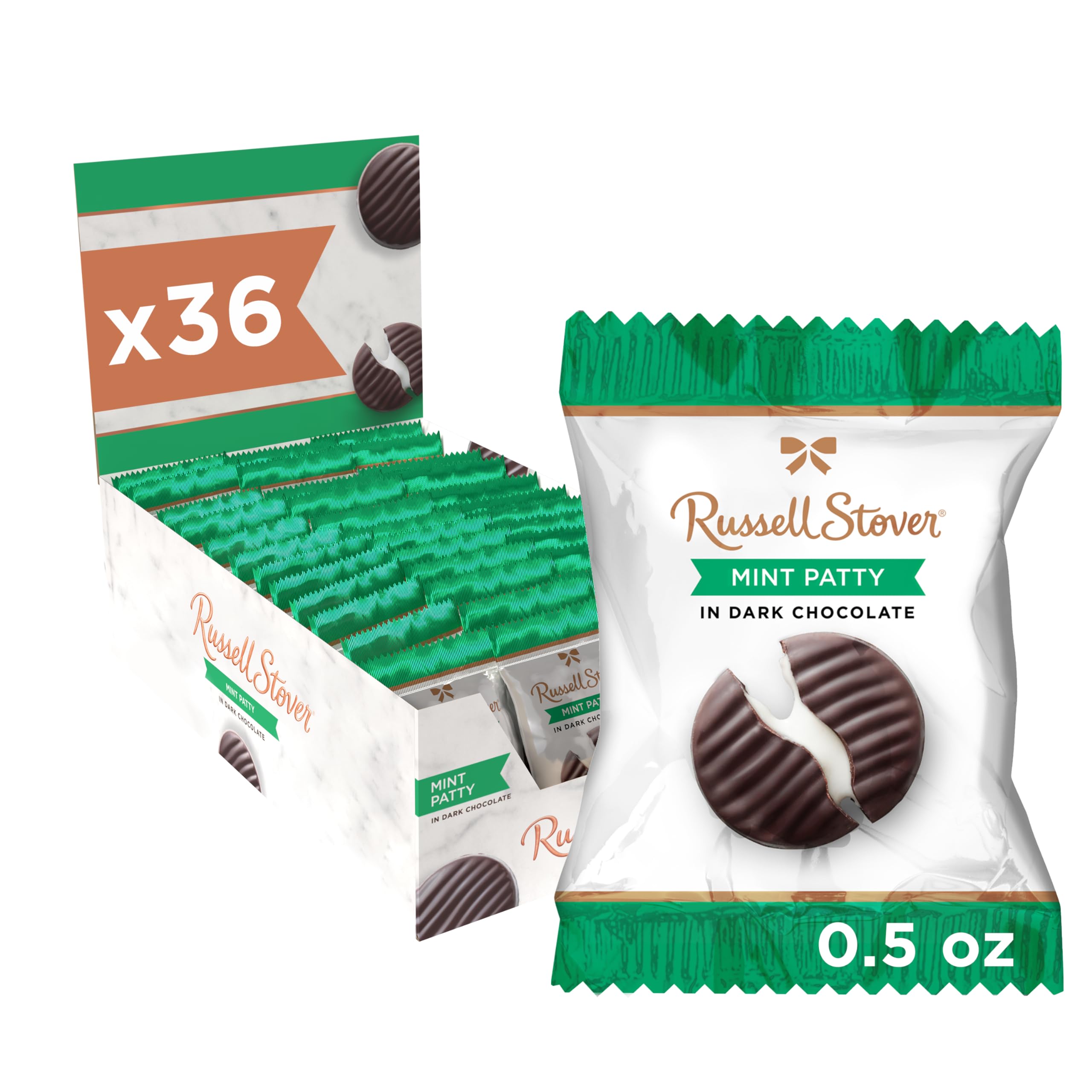 Amazon.com : Russell Stover Dark Chocolate Mint Patties - 0.5 oz (Pack ...