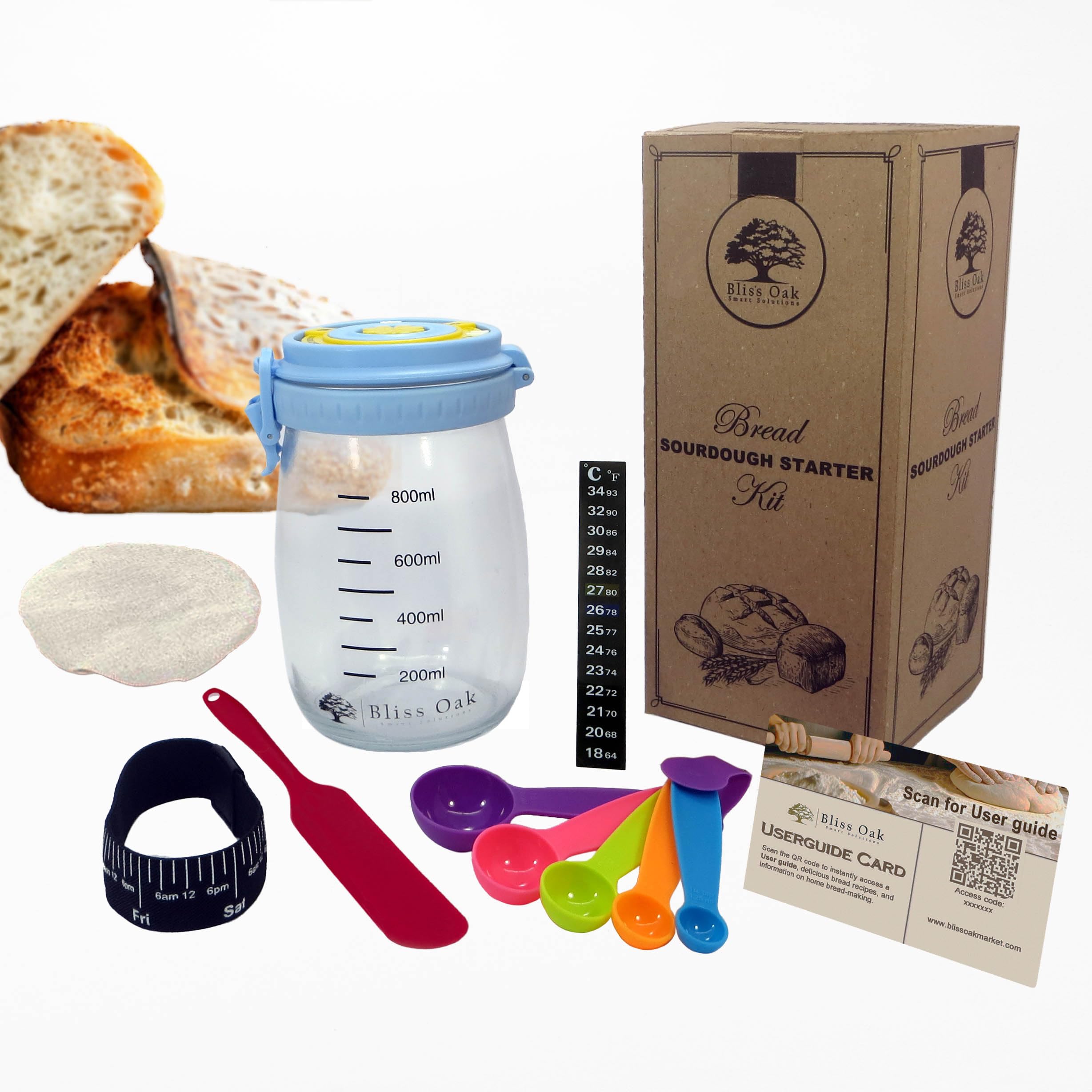 Amazon.com: BlissOak Sourdough Starter Kit - Sourdough Starter Jar ...
