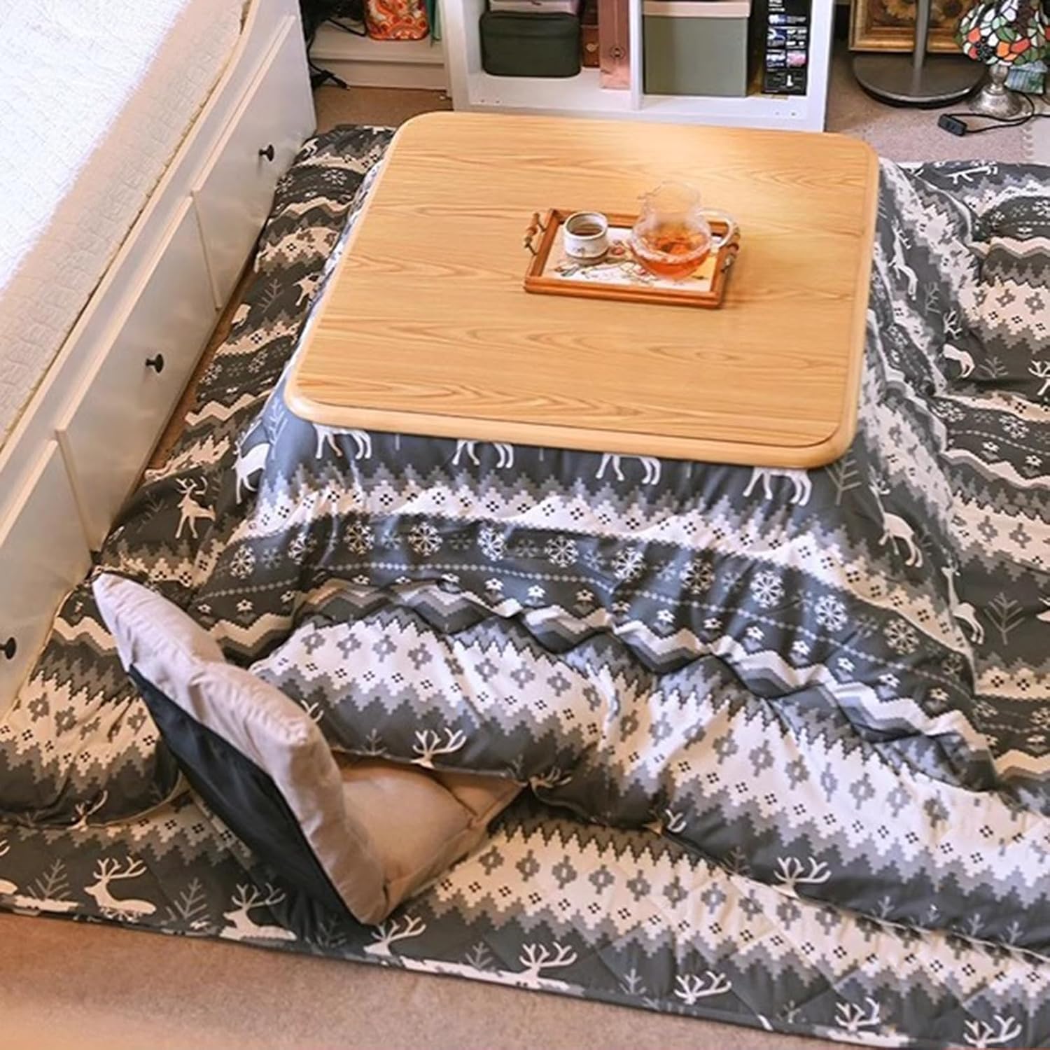 Amazon.com: Kotatsu Table with Heater and Blanket 5-Piece Set Solid ...